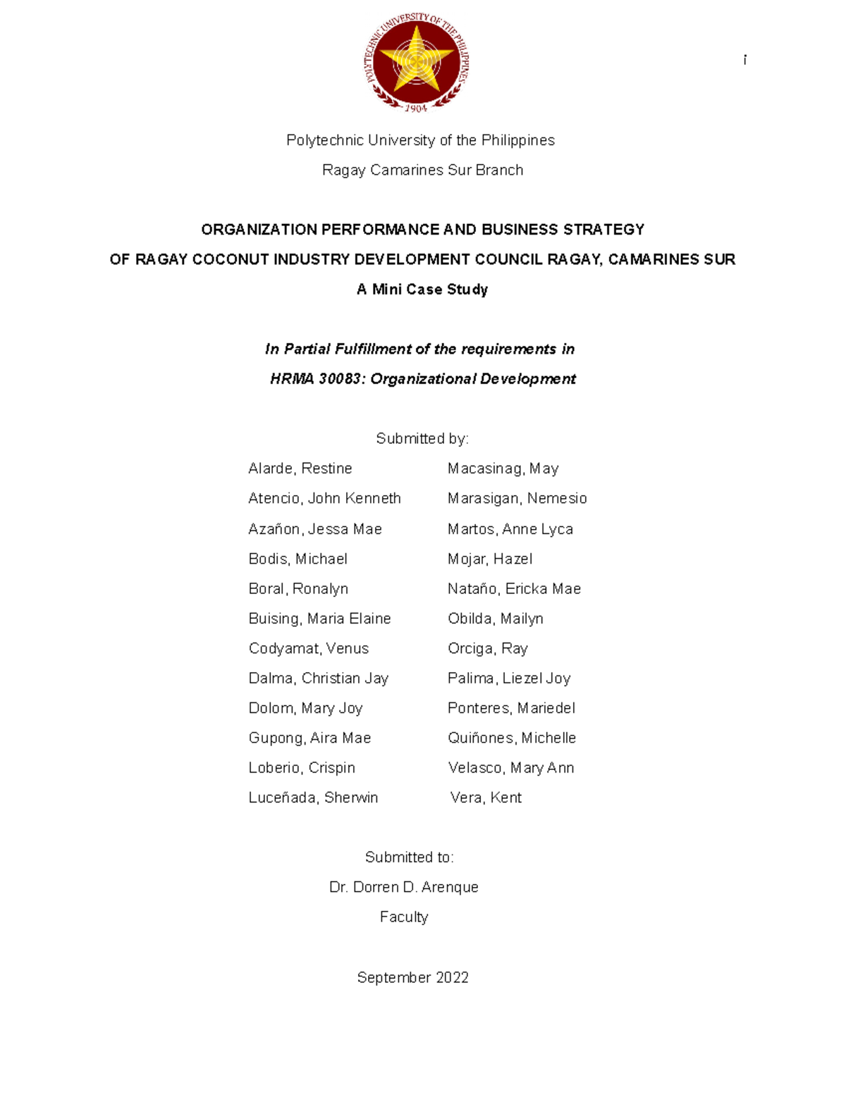 Rcidc CASE Study 1 - i Polytechnic University of the Philippines Ragay ...