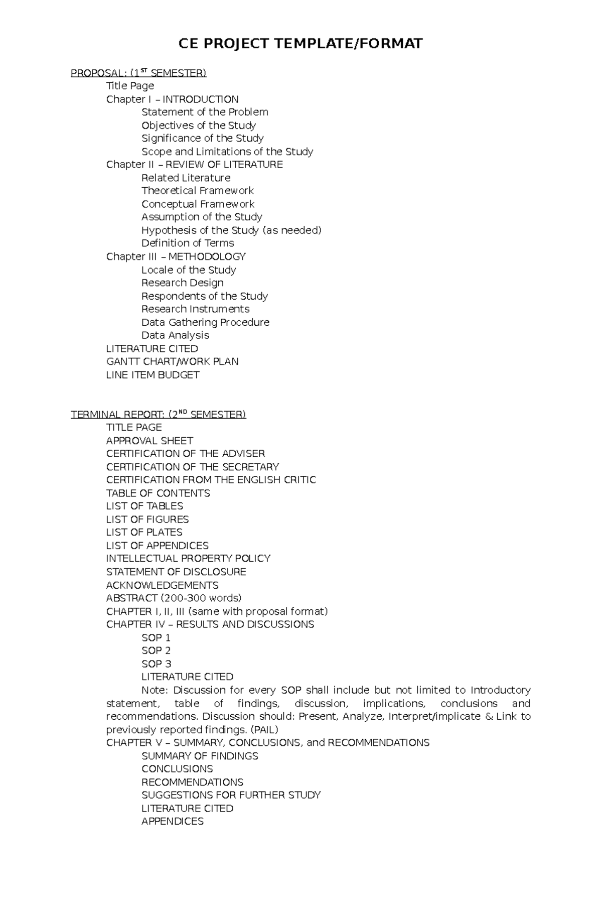 Thesis- Format - CE PROJECT TEMPLATE/FORMAT PROPOSAL: (1ST SEMESTER ...