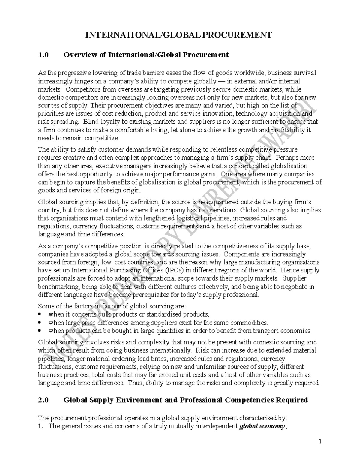 Documentation AND Payments - INTERNATIONAL/GLOBAL PROCUREMENT 1 ...