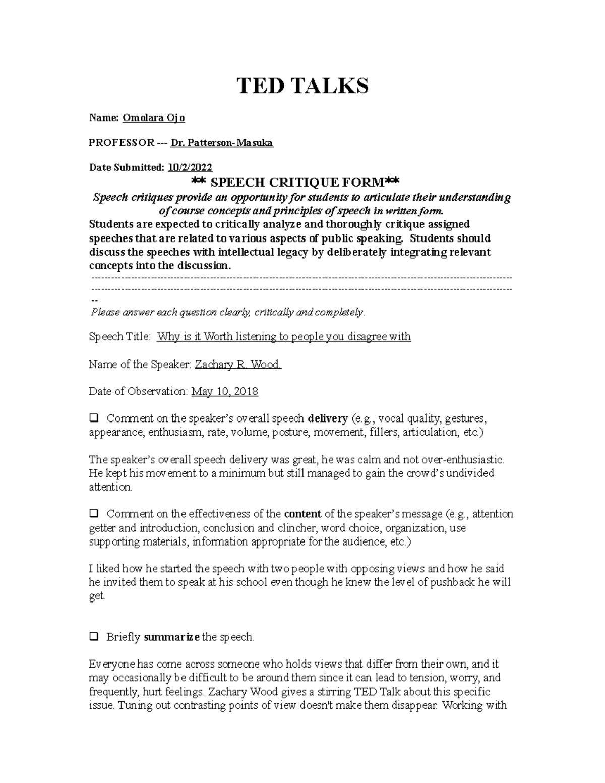 Ted Talk 5- Why is it worth listening to people you disagree with ...