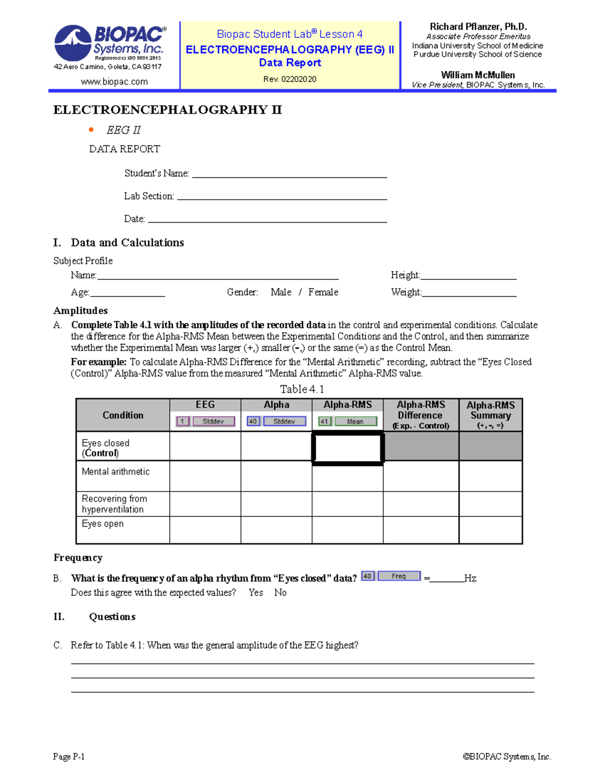L04 Data Report - Dheh - 42 Aero Camino, Goleta, CA 93117 biopac Biopac ...