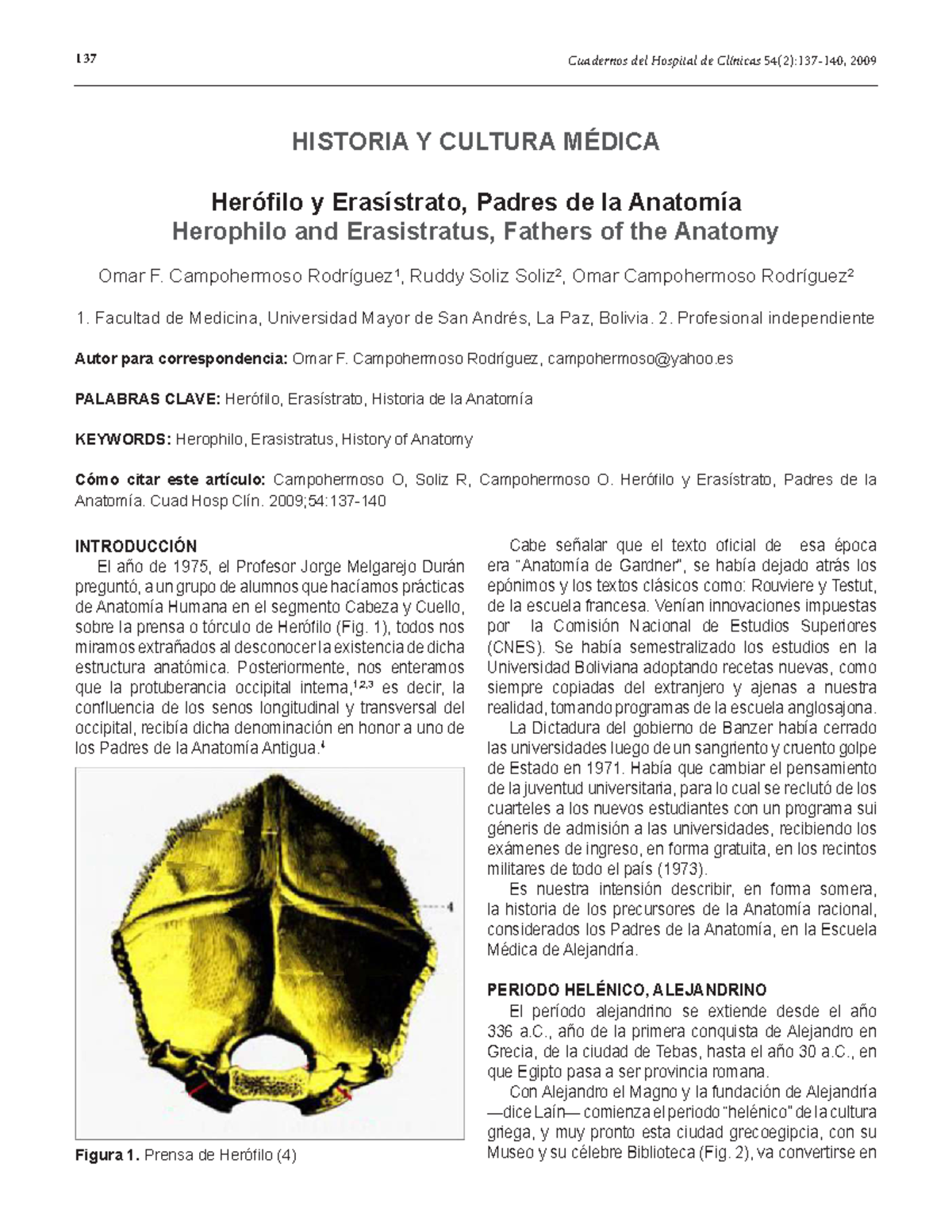 Herófilo y erasistrato - 137 HISTORIA Y CULTURA MÉDICA Herófilo y ...