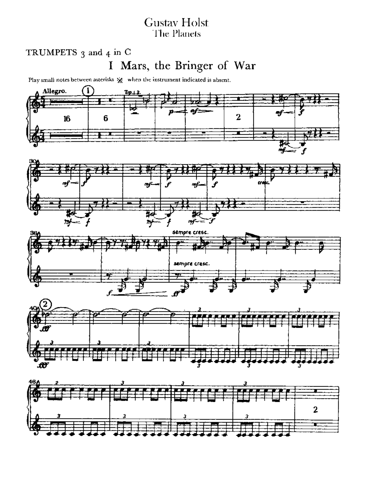 Imslp 53302 PMLP33488 Holst Planets - Gustav Holst The Planets TRUMPETS ...