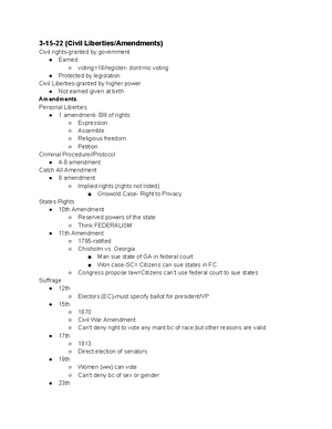 POLS 130 Notes Unit 2 - Jennifer Grove. Cover the basics of the class ...