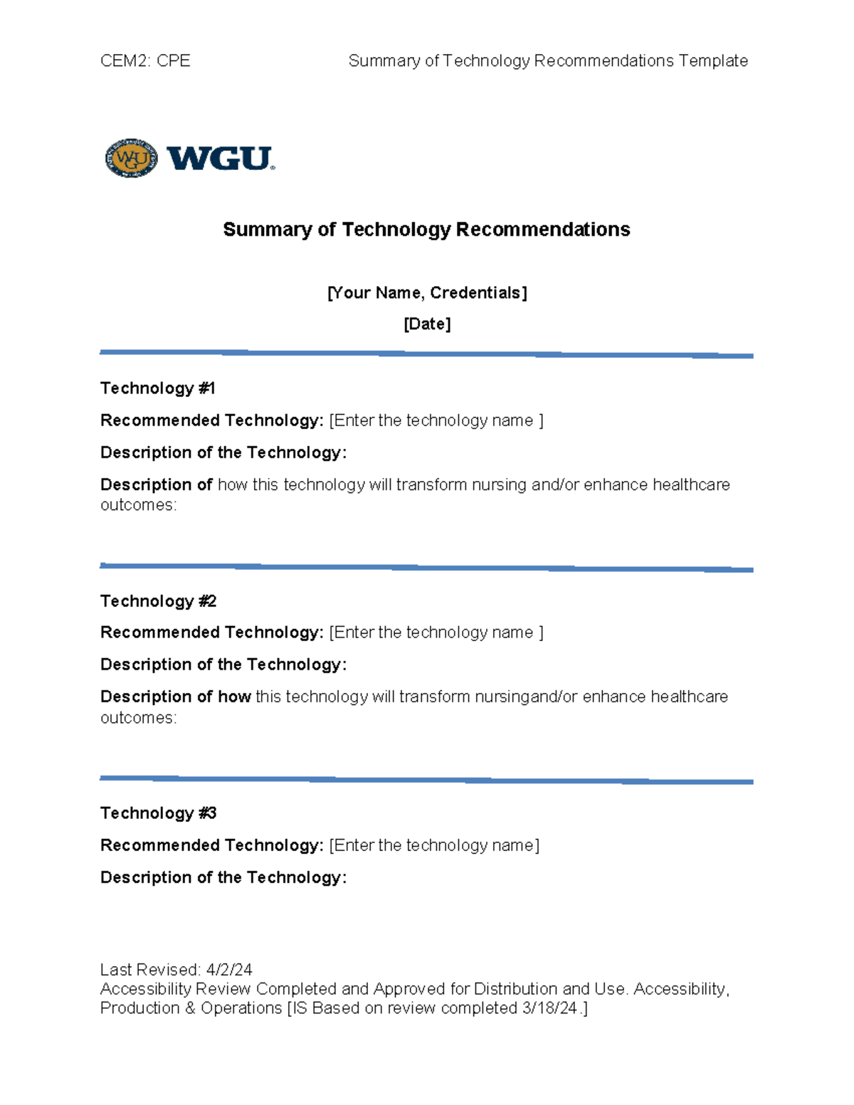 Summary of Technology Recommendations Template - Accessibility ...