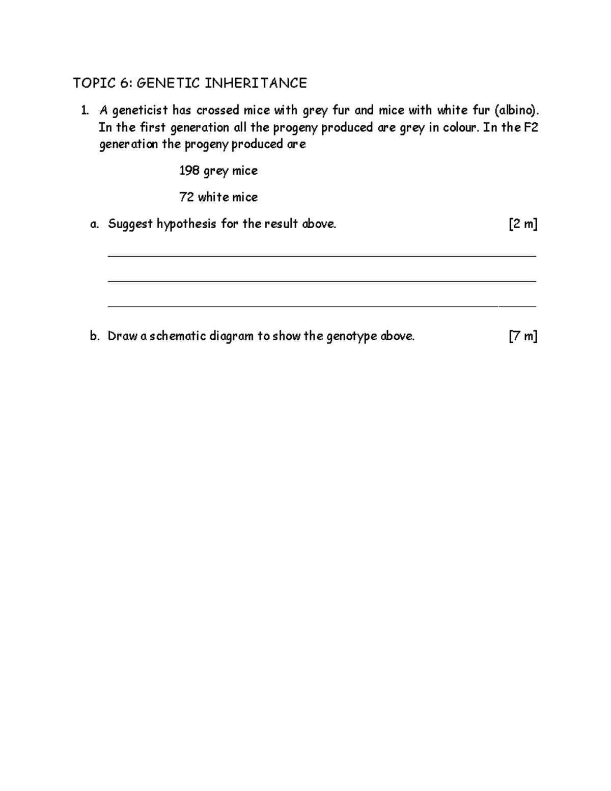 Topic 6 -Genetic Inheritance - Biology - Studocu