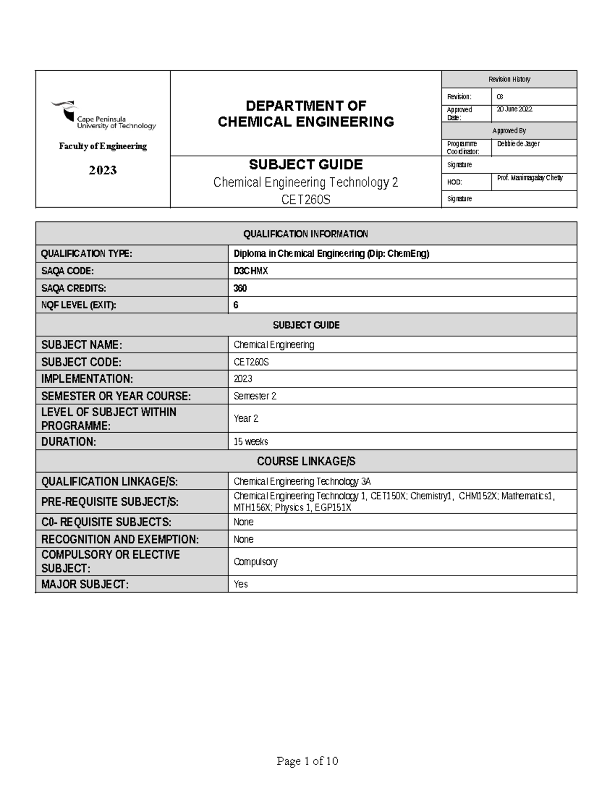 CET260S Subject Guide 2023 - Faculty of Engineering 2023 DEPARTMENT OF ...