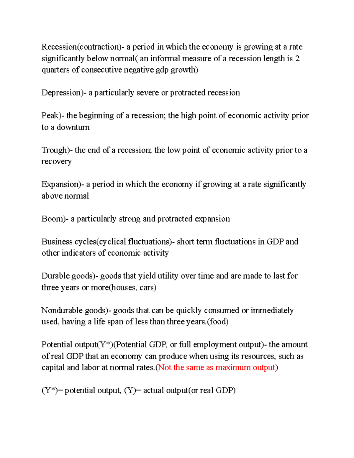 Econ 3 Chapter 24 - Principles of Economics - Recession(contraction)- a ...