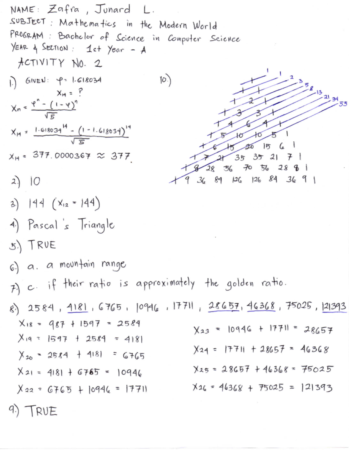 Mathematics in the Modern World (Activity 2) - Studocu