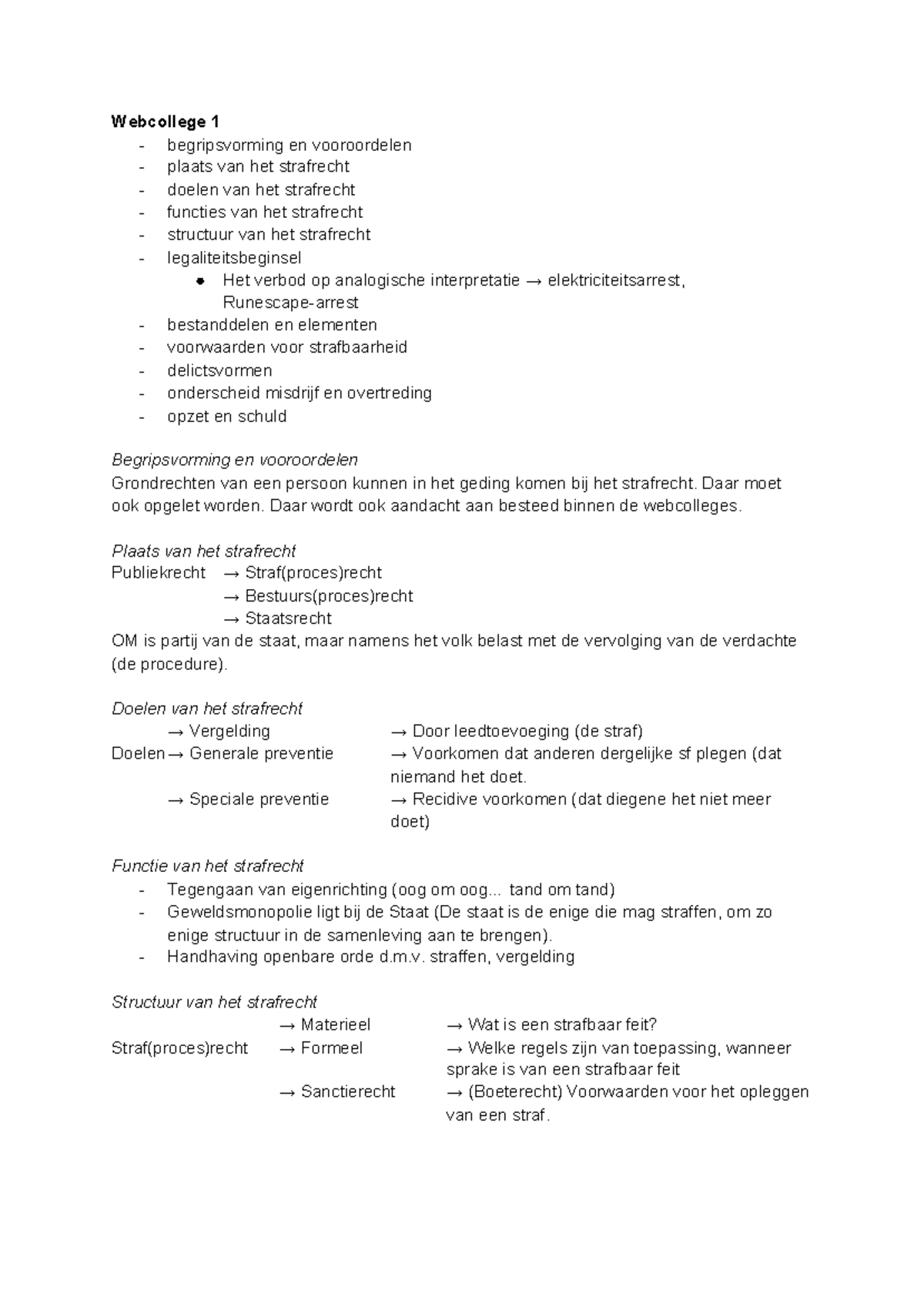 Straf(proces)recht webcolleges - Webcollege 1 - begripsvorming en ...