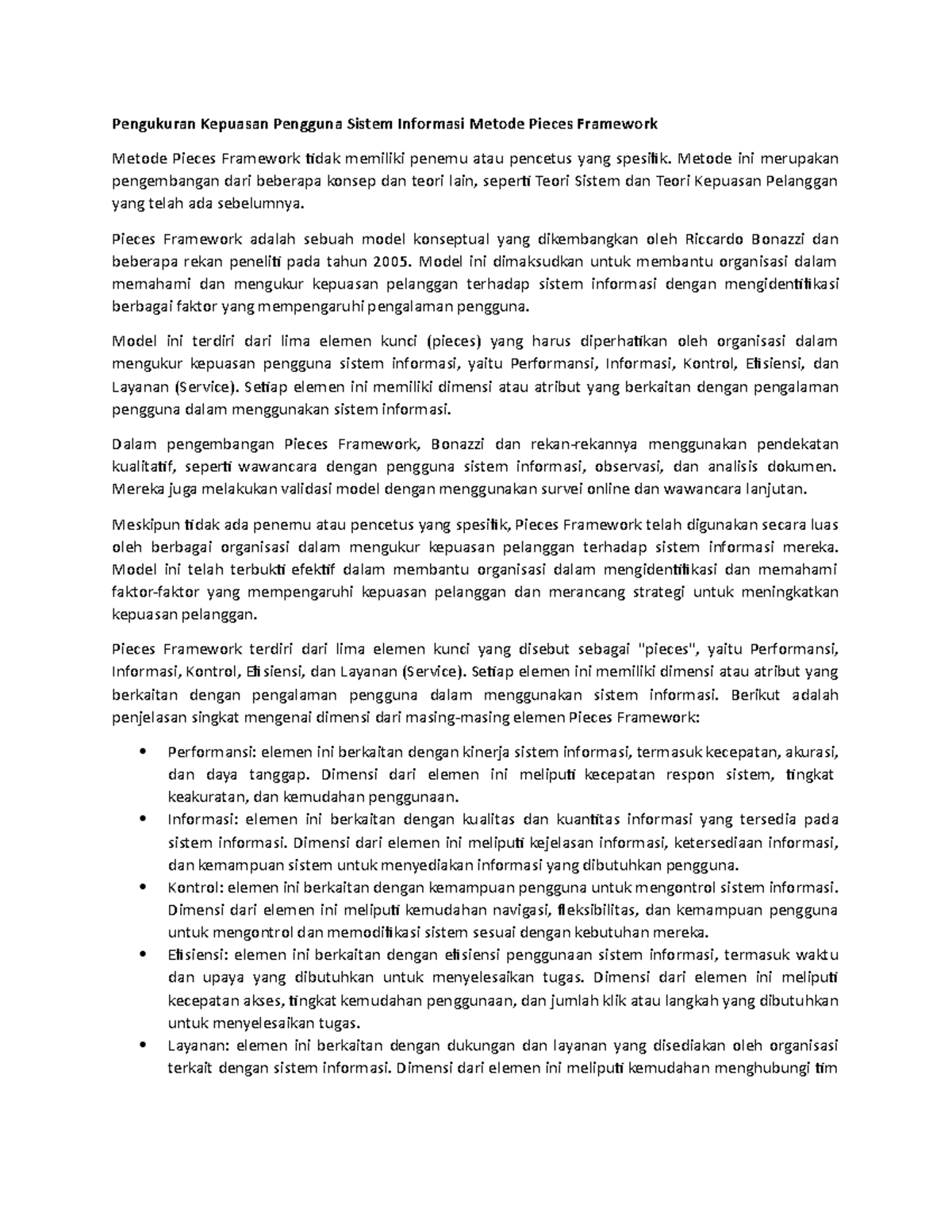 Pengukuran Kepuasan Pengguna Sistem Informasi Metode Pieces Framework ...