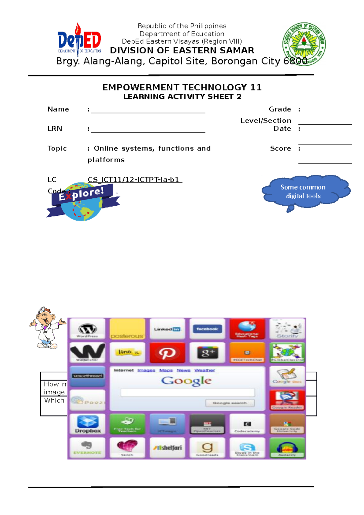 Learning Activity Sheet 2 - Republic of the Philippines Department of ...