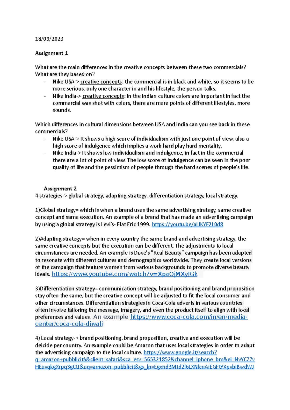 Assignment 3 - homework - 18/09/ Assignment 1 What are the main ...