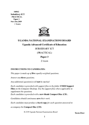 Subsidiary ICT S850-2 2020 - S850/ Subsidiary ICT PRACTICAL Paper 2 Nov ...