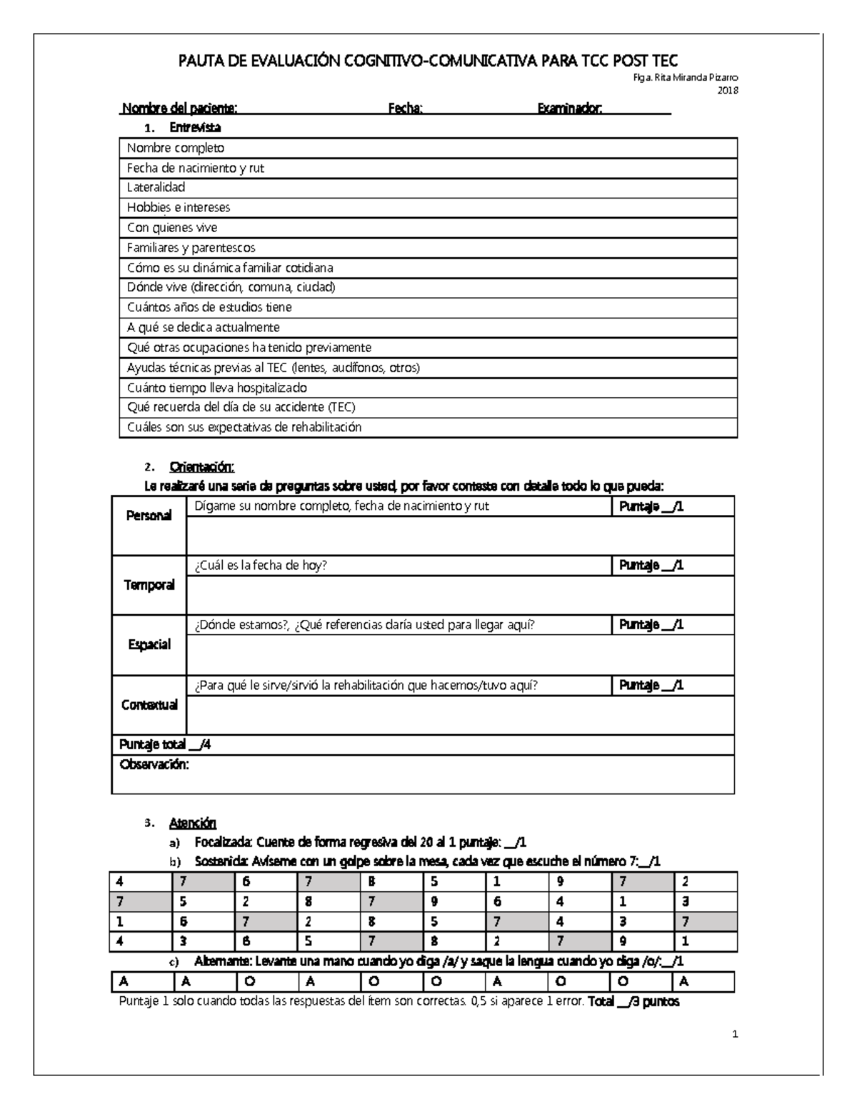 Protocolo eval TCC modif 2018 - Flga. Rita Miranda Pizarro 2018 Nombre del - Studocu