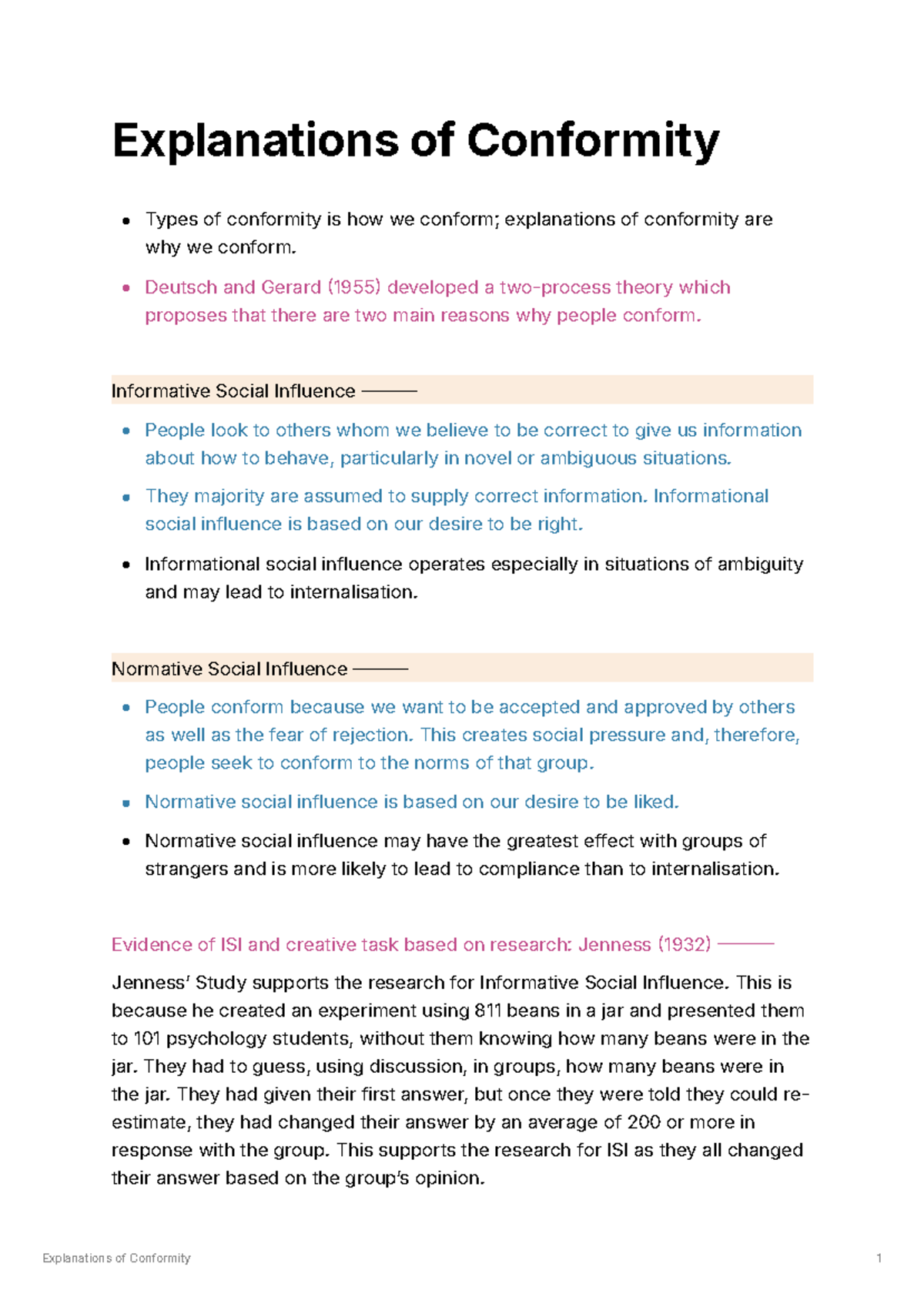 Explanations of Conformity Notion Notes - Explanations of Conformity 1 ...