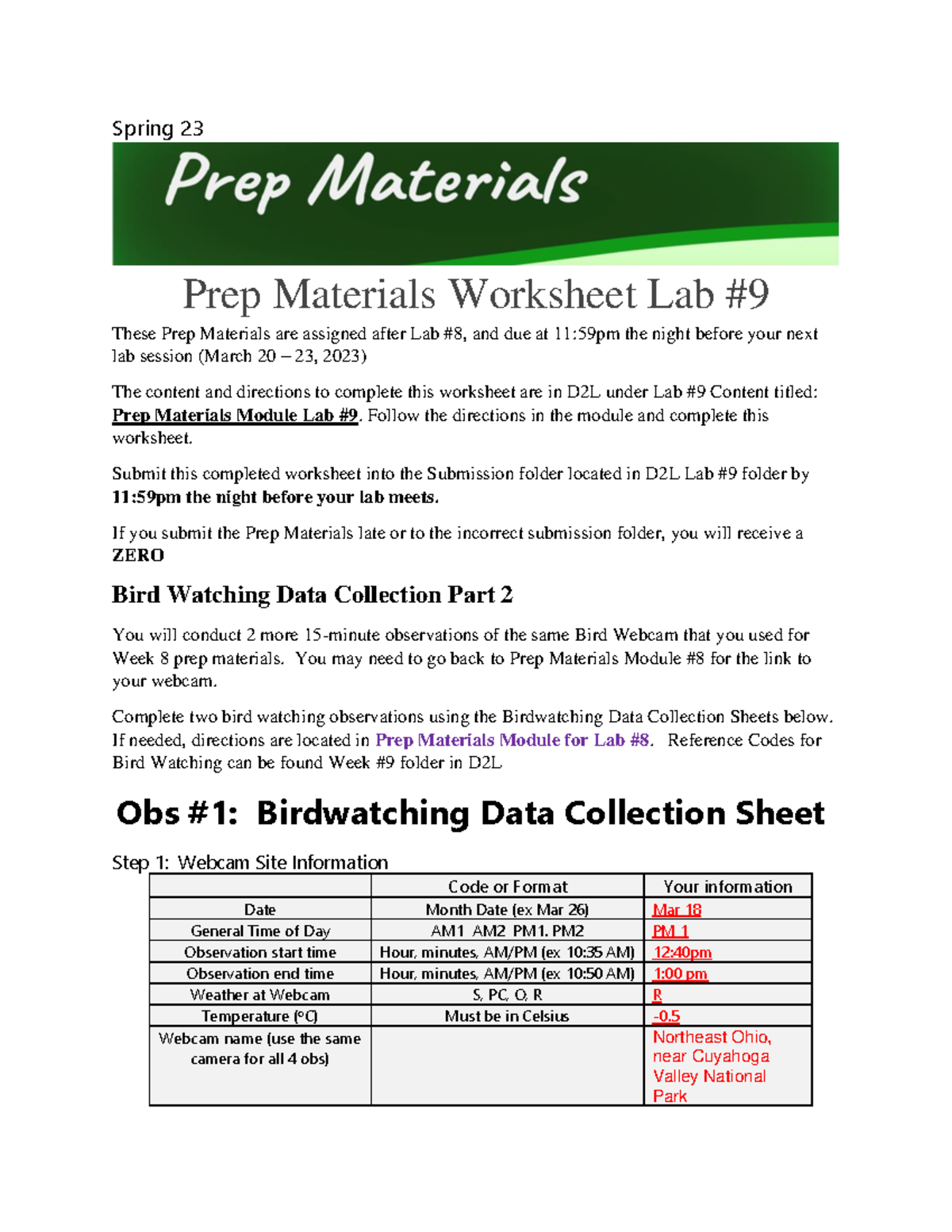 Prep Materials Worksheet Lab #9 - Spring 23 Prep Materials Worksheet ...