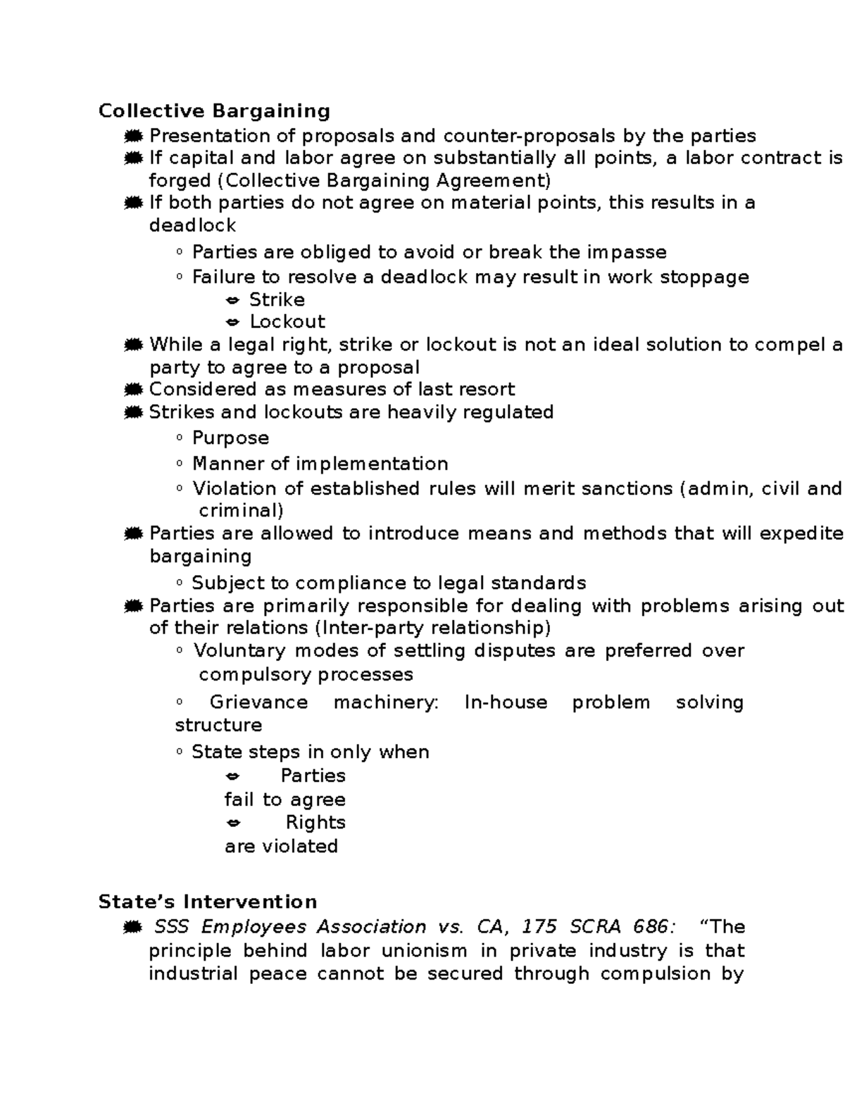 Collective Bargaining - CA, 175 SCRA 686: “ The principle behind labor ...