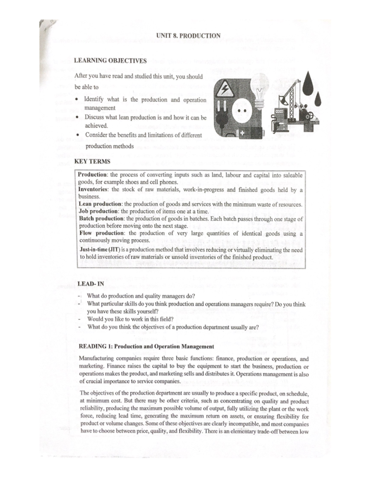 UNIT 8. Production - Advanced English - Studocu