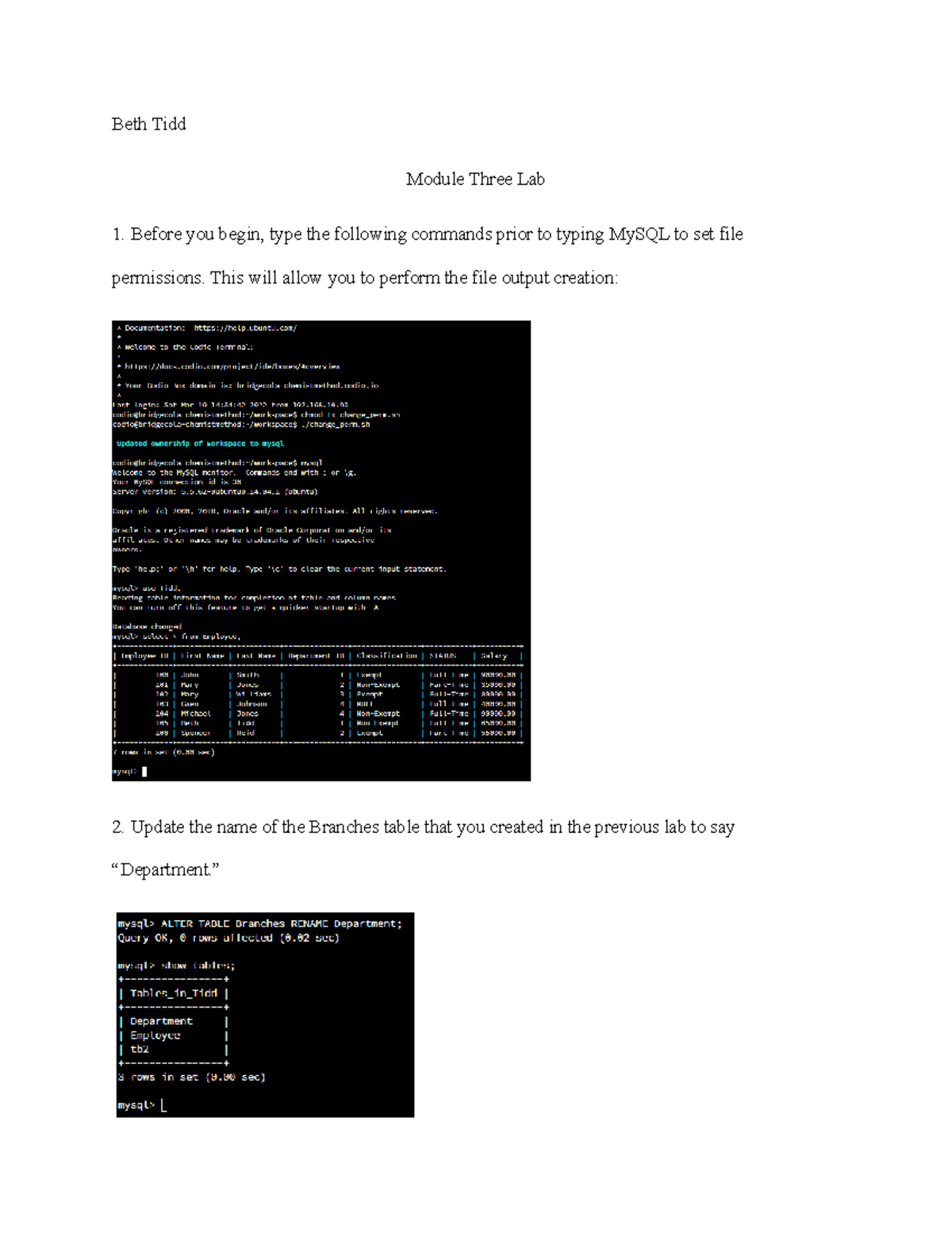 DAD 220 Module 3 Lab - Beth Tidd Module Three Lab Before you begin ...