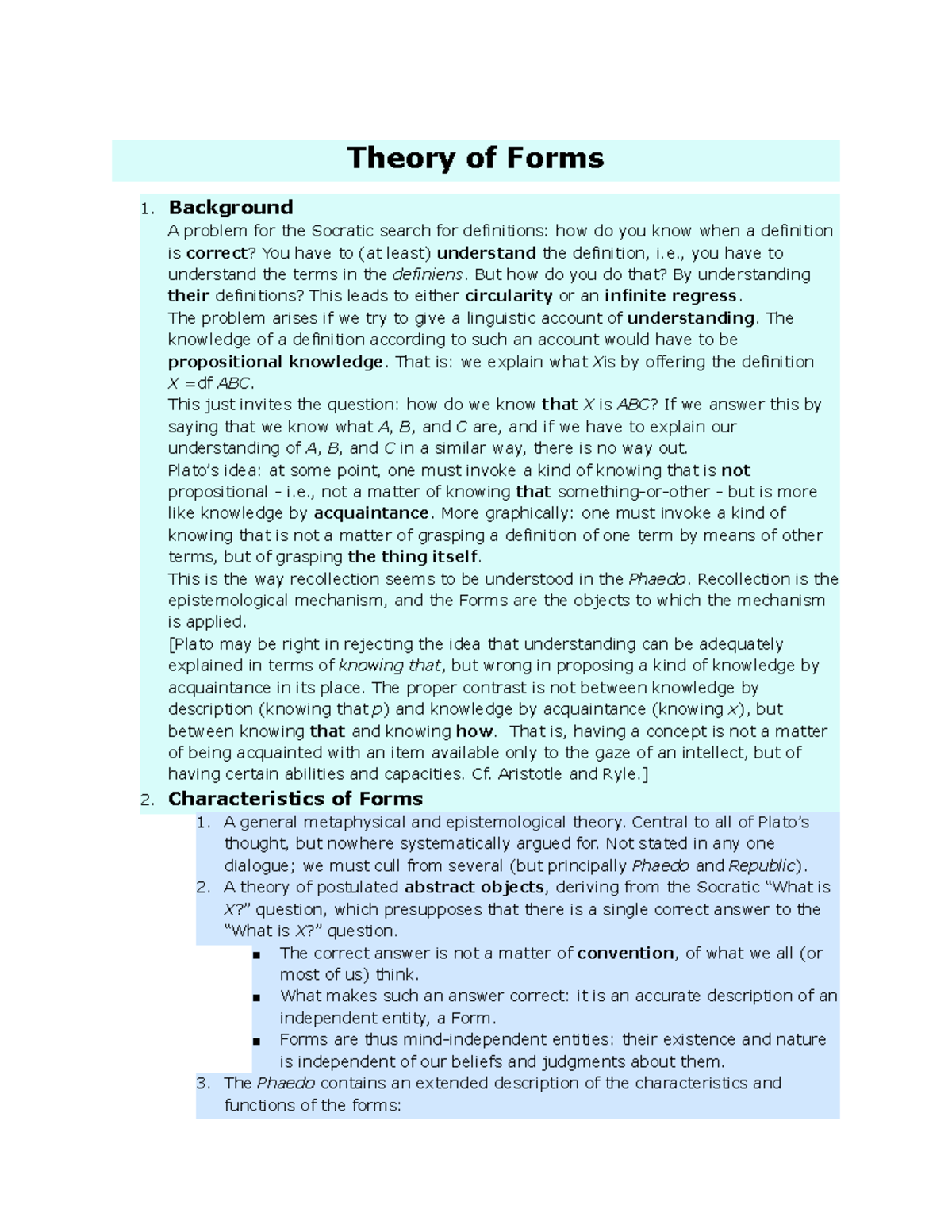 Theory of Forms - Background A problem for the Socratic search for ...