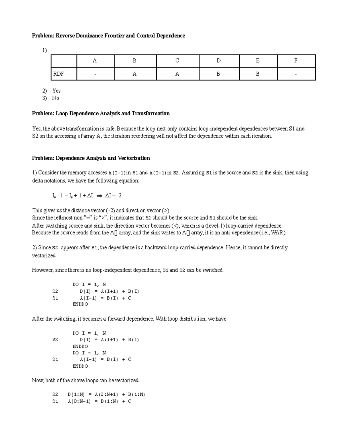 Assignment 5 - Solutions - Problem: Reverse Dominance Frontier and ...