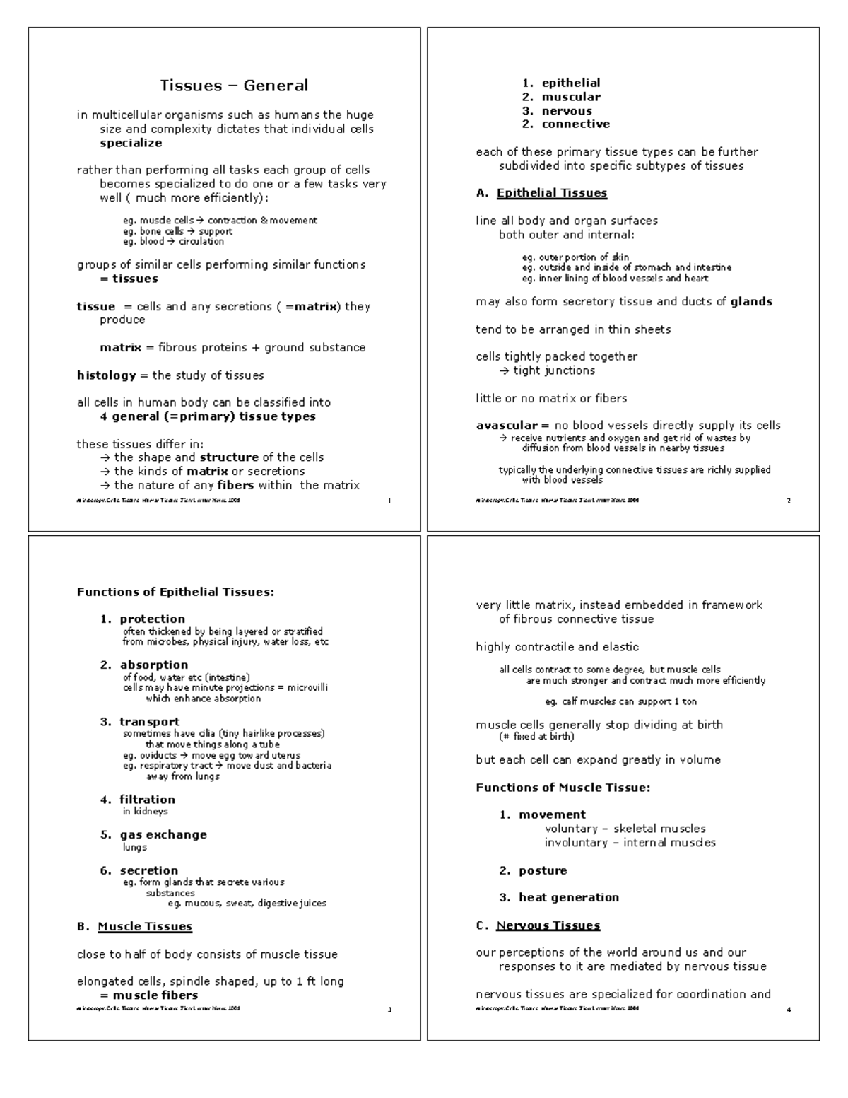 Tissues - HUMAN TISSUE - Microscopy, Cells, Tissues: Human Tissues ...