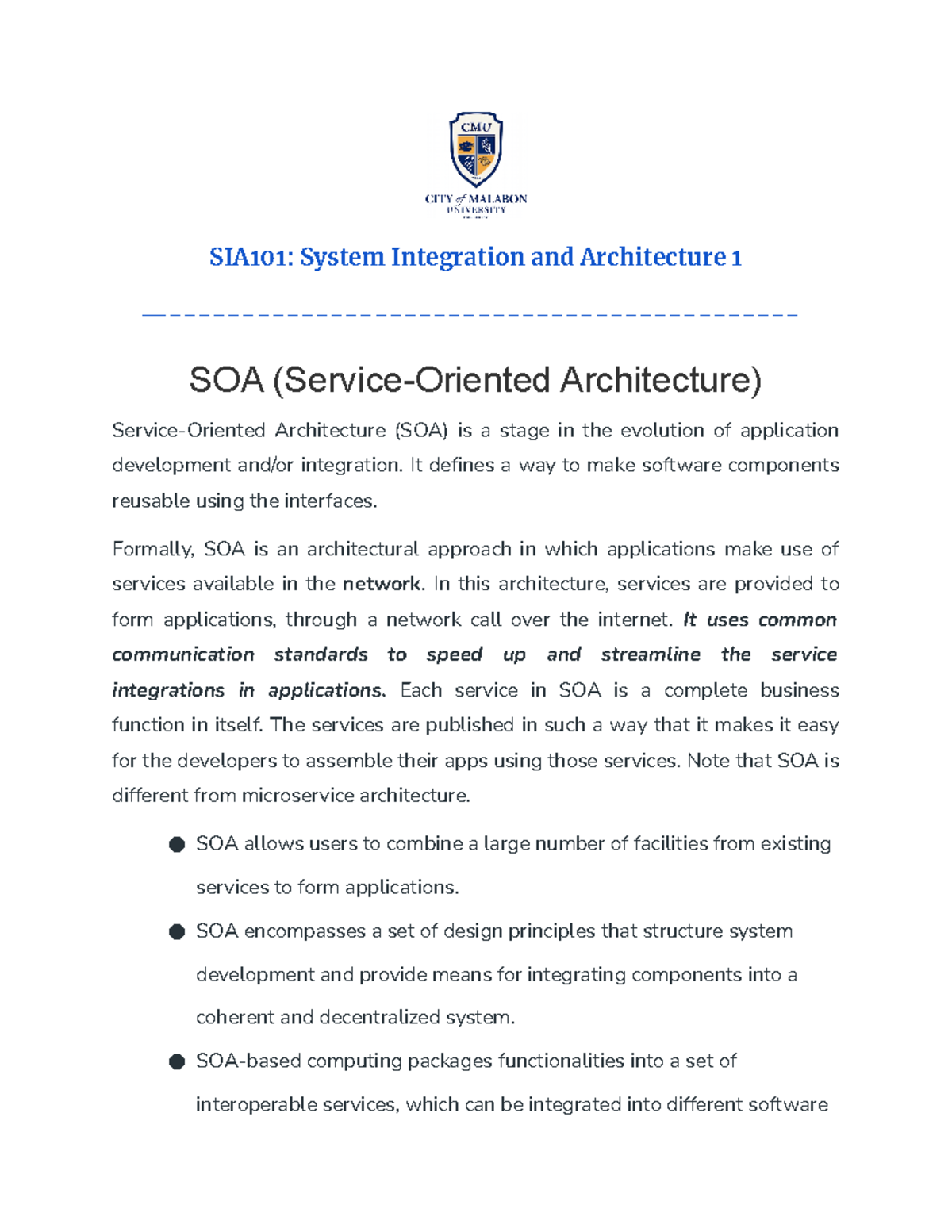 VII. SOA (Service-Oriented Architecture) - SIA101: System Integration ...