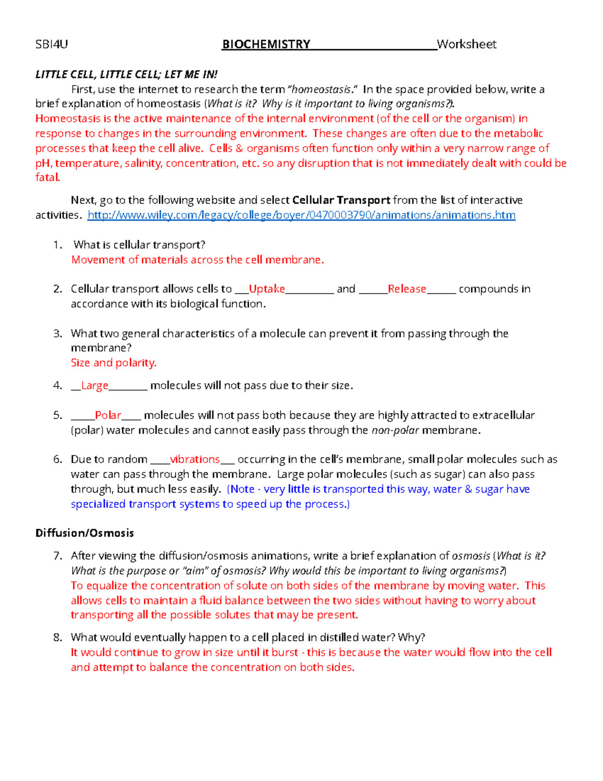 Answers Cell Transport Biological Importance - SBI4U BIOCHEMISTRY ...