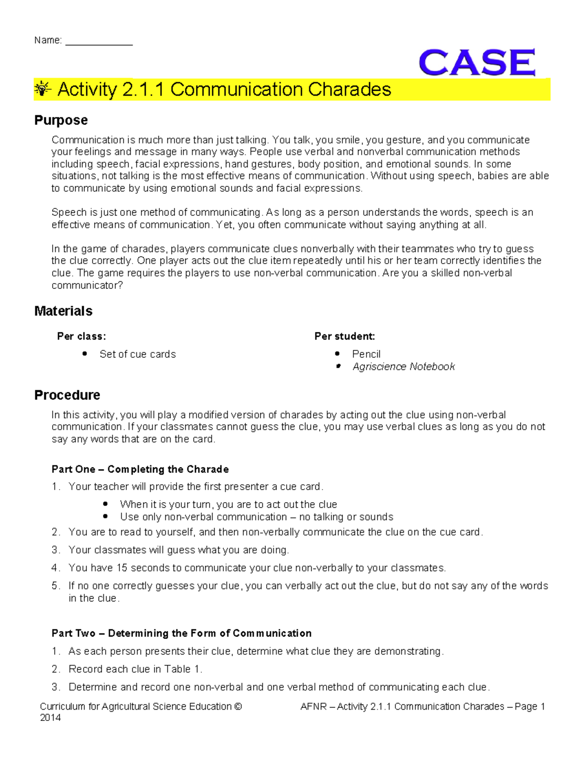 Activity 2 1 1Communication Charades - Name: - Studocu