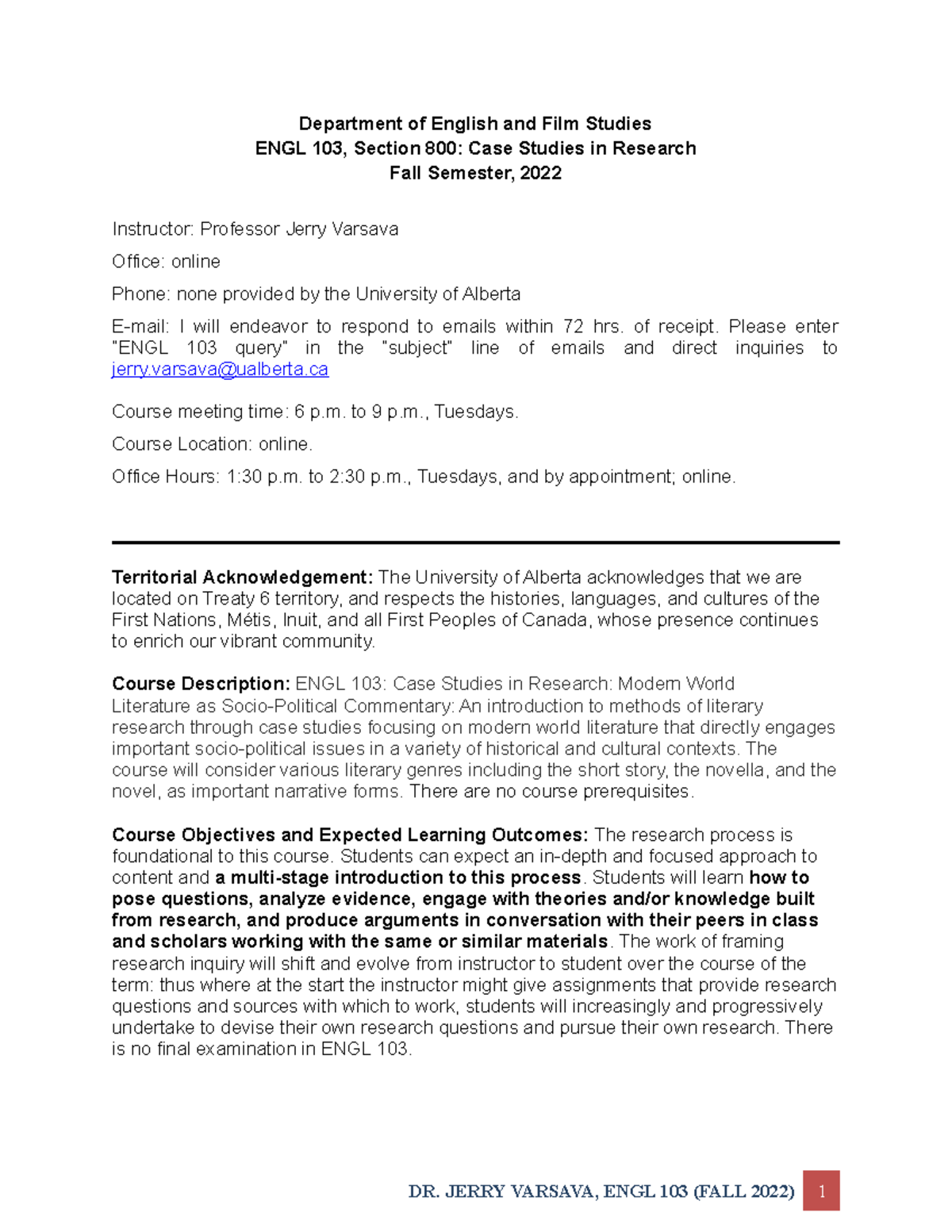 ENGL 103 F2022 syllabus - Department of English and Film Studies ENGL ...