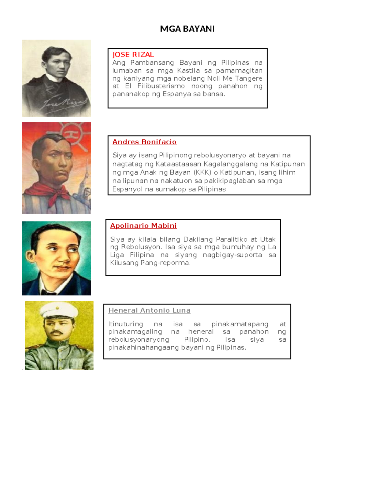 429666198-Mga-Bayani - MGA BAYANI . JOSE RIZAL Ang Pambansang Bayani ng ...