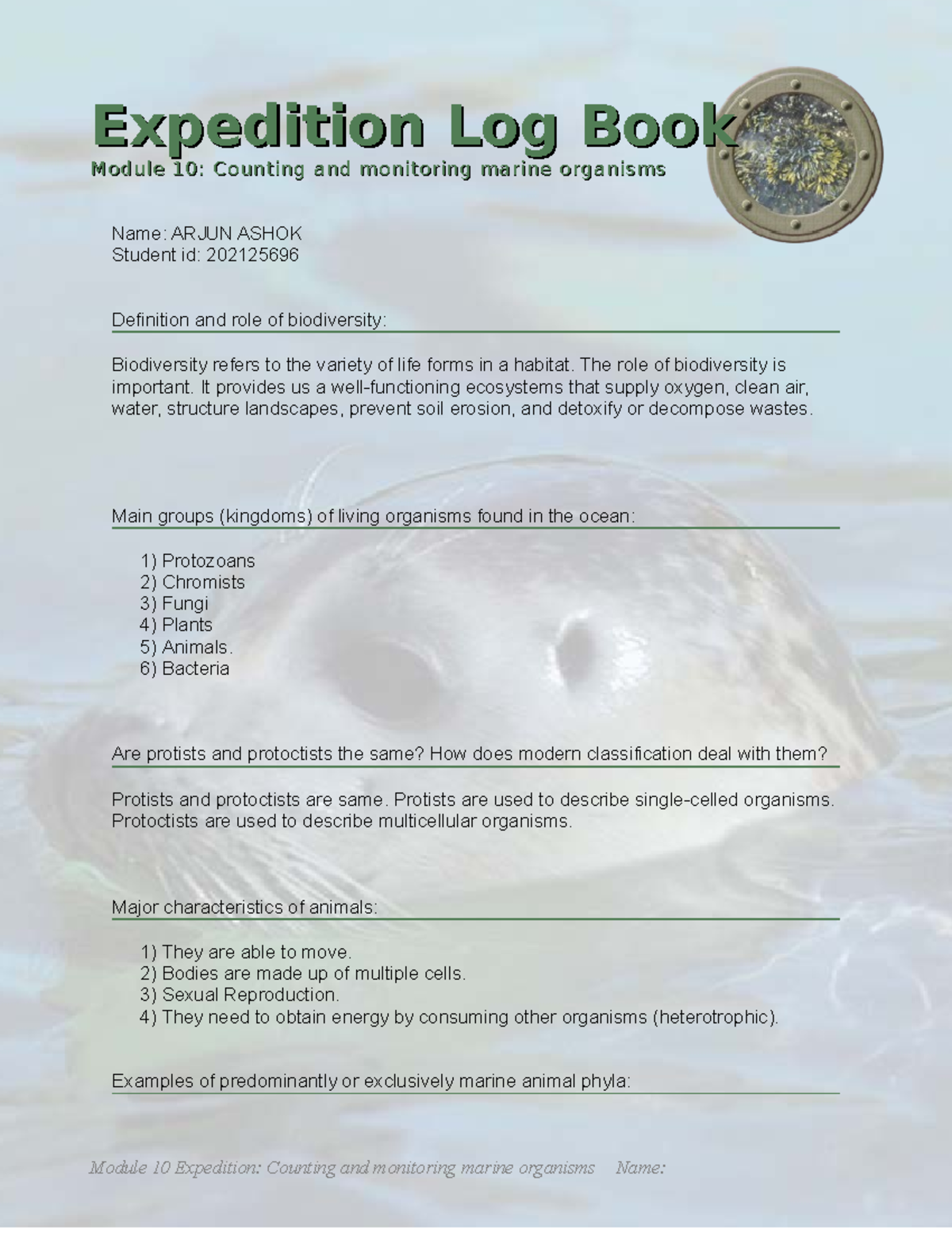 Log Book 10 - logbook - Module 10:Module 10: Counting and monitoring ...