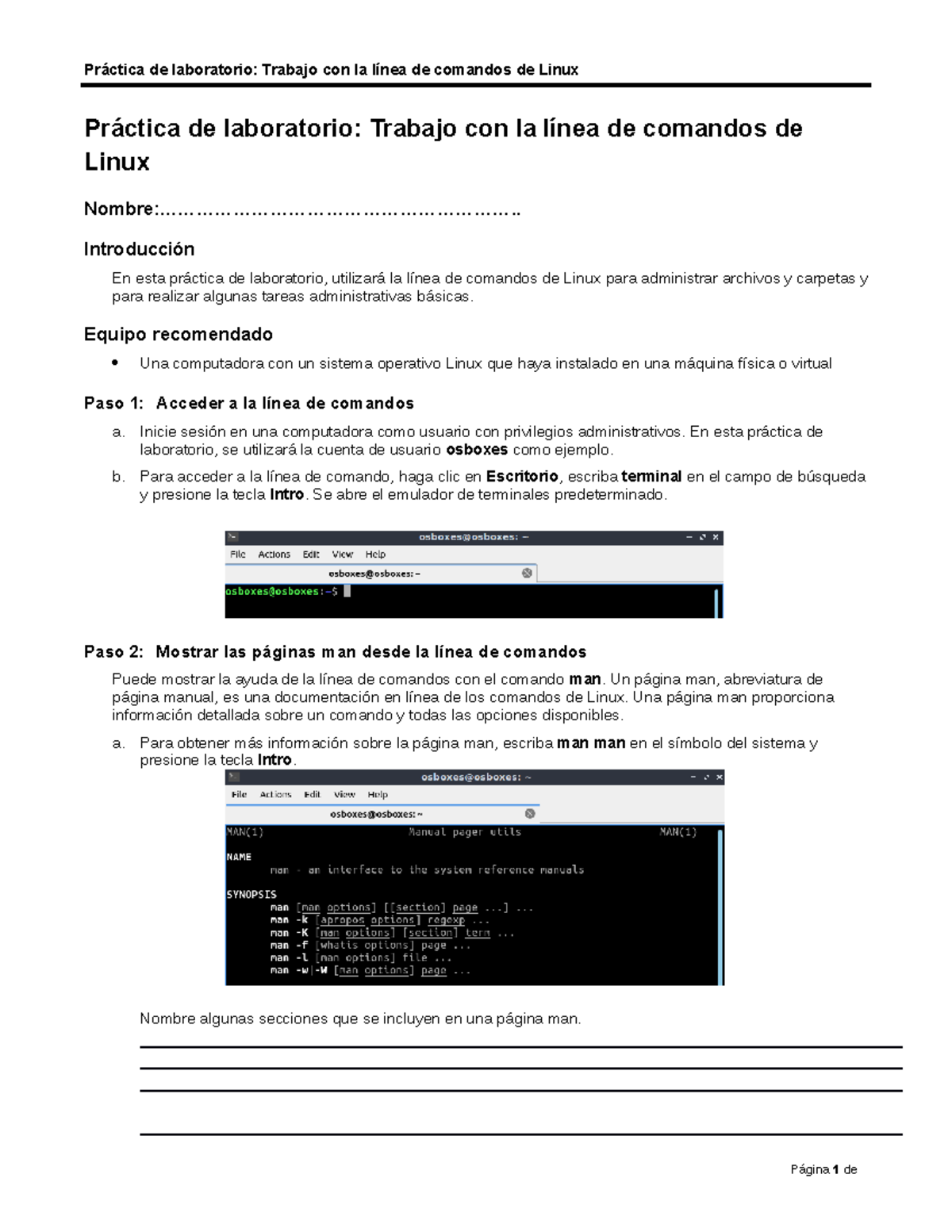 02-Laboratorio-Comandos Linux - Práctica de laboratorio: Trabajo con la ...