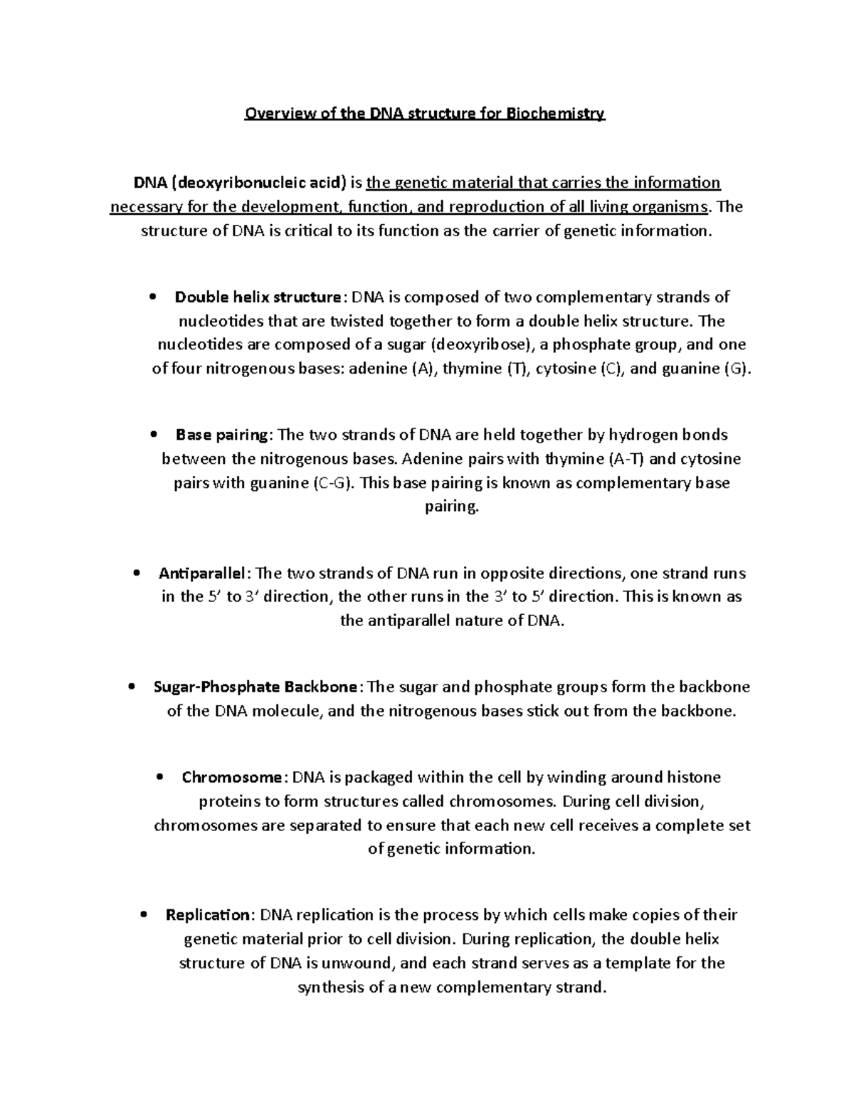 Document 88 (95) - Overview of the DNA structure for Biochemistry ...