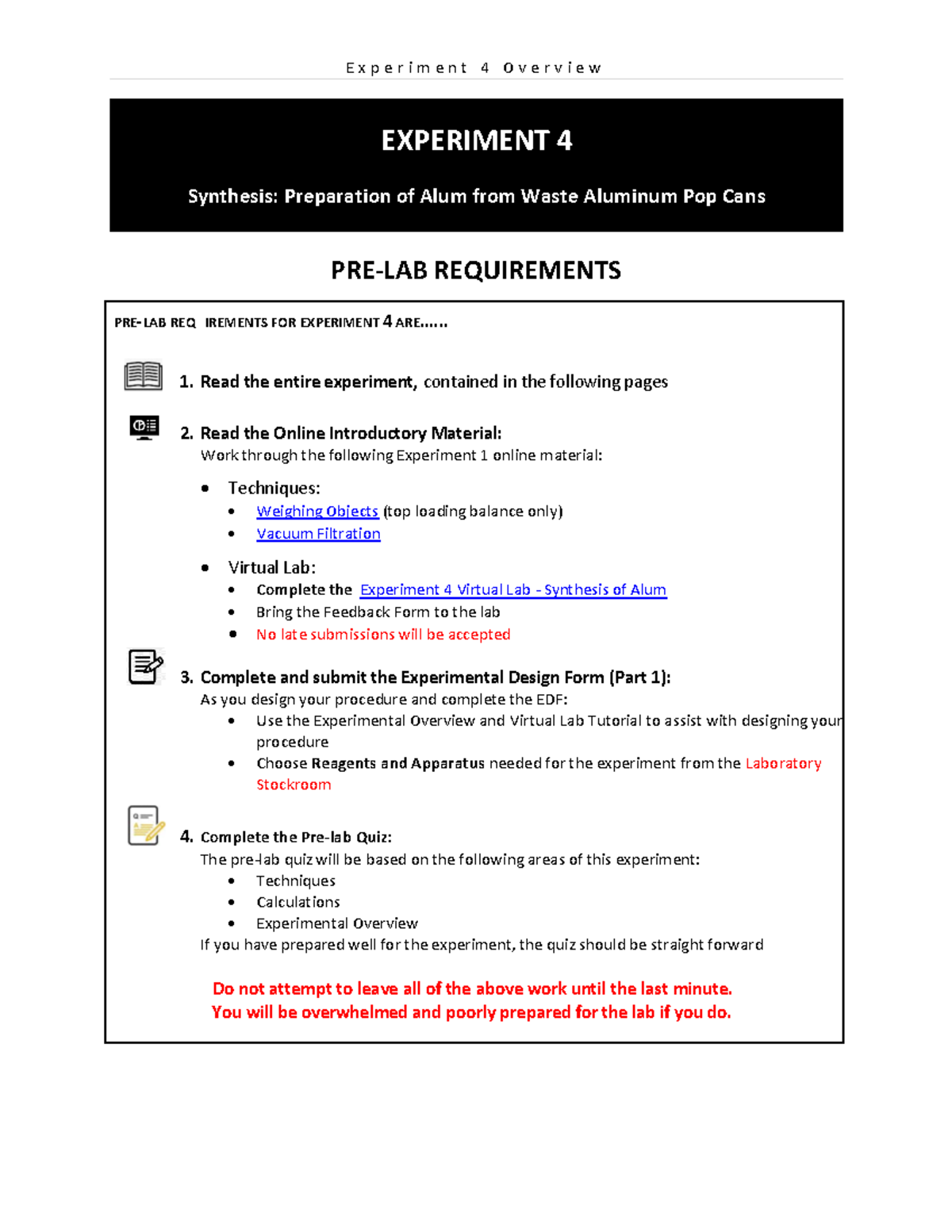 Experiment 4 Overview 2021 W - PRE-LAB REQUIREMENTS PRE-LAB REQU 1 ...