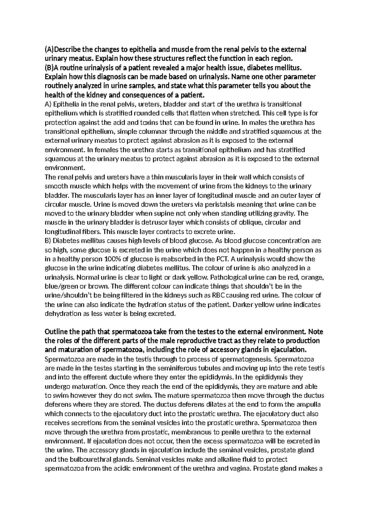 Anatomy practice essays - (A)Describe the changes to epithelia and ...