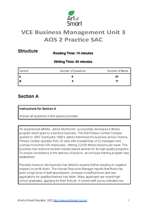 Busman prac sac 1 for VCE - Unit 3, Outcome 1 assessment task: case ...