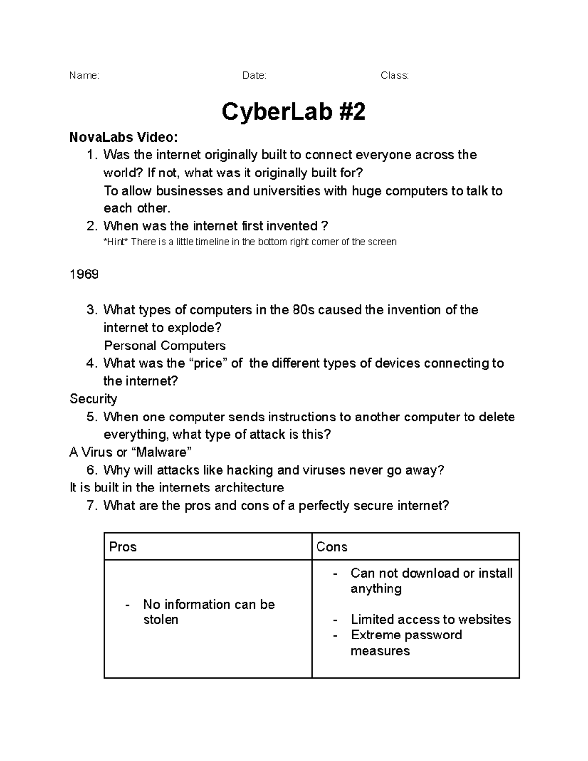 Copy of Cyber Lab #2 Worksheet - Name: Date: Class: CyberLab NovaLabs ...