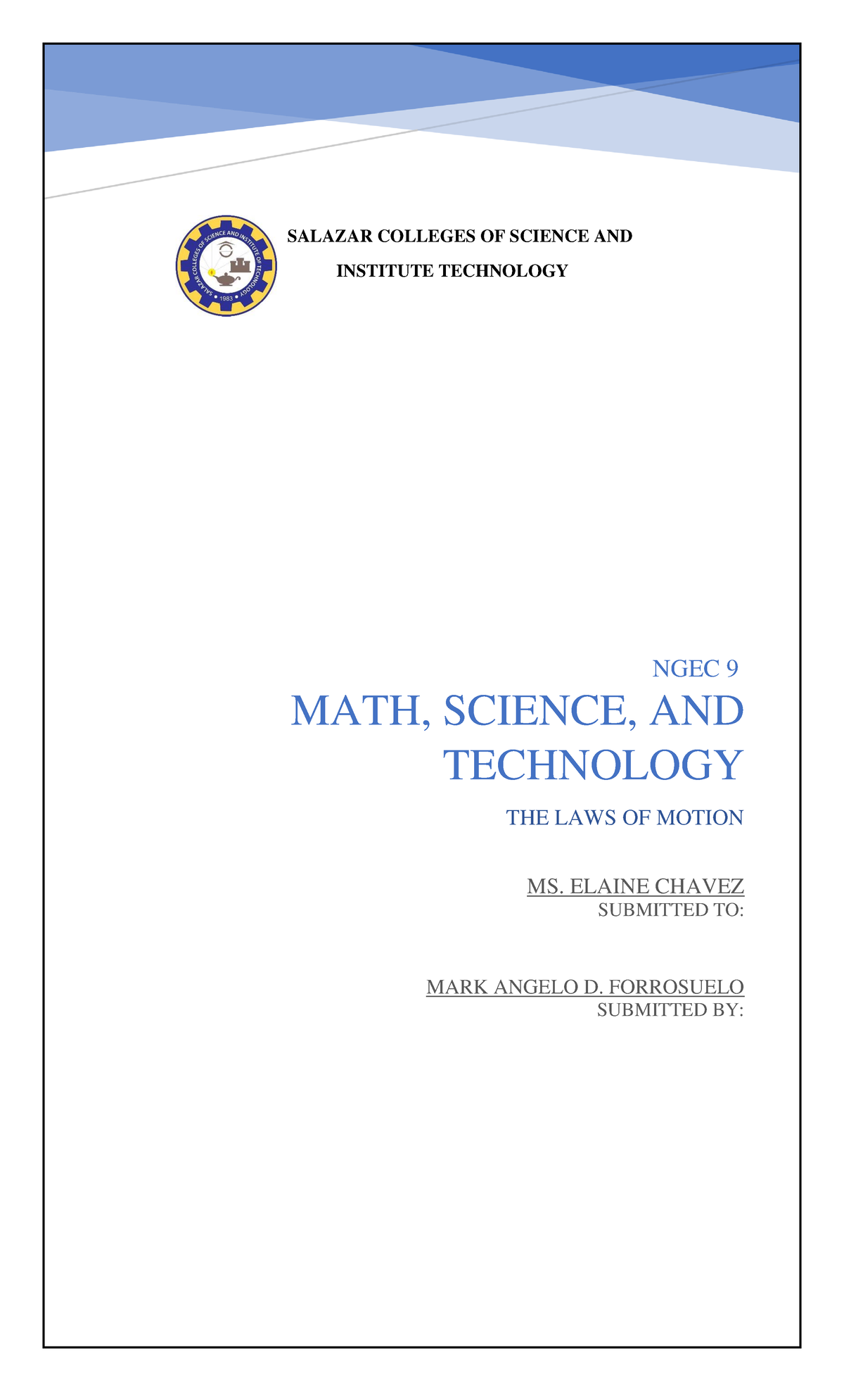 NGEC 9 - Final Project - SALAZAR COLLEGES OF SCIENCE AND INSTITUTE ...