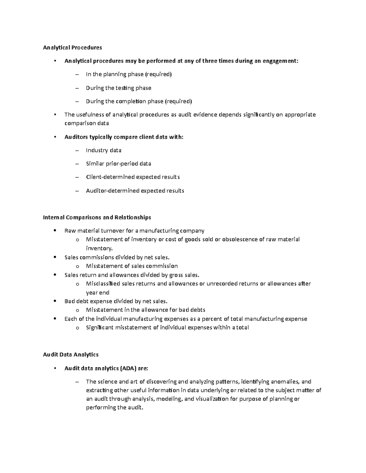 Lecture Notes 7 - Analytical Procedures - Analytical procedures may be ...