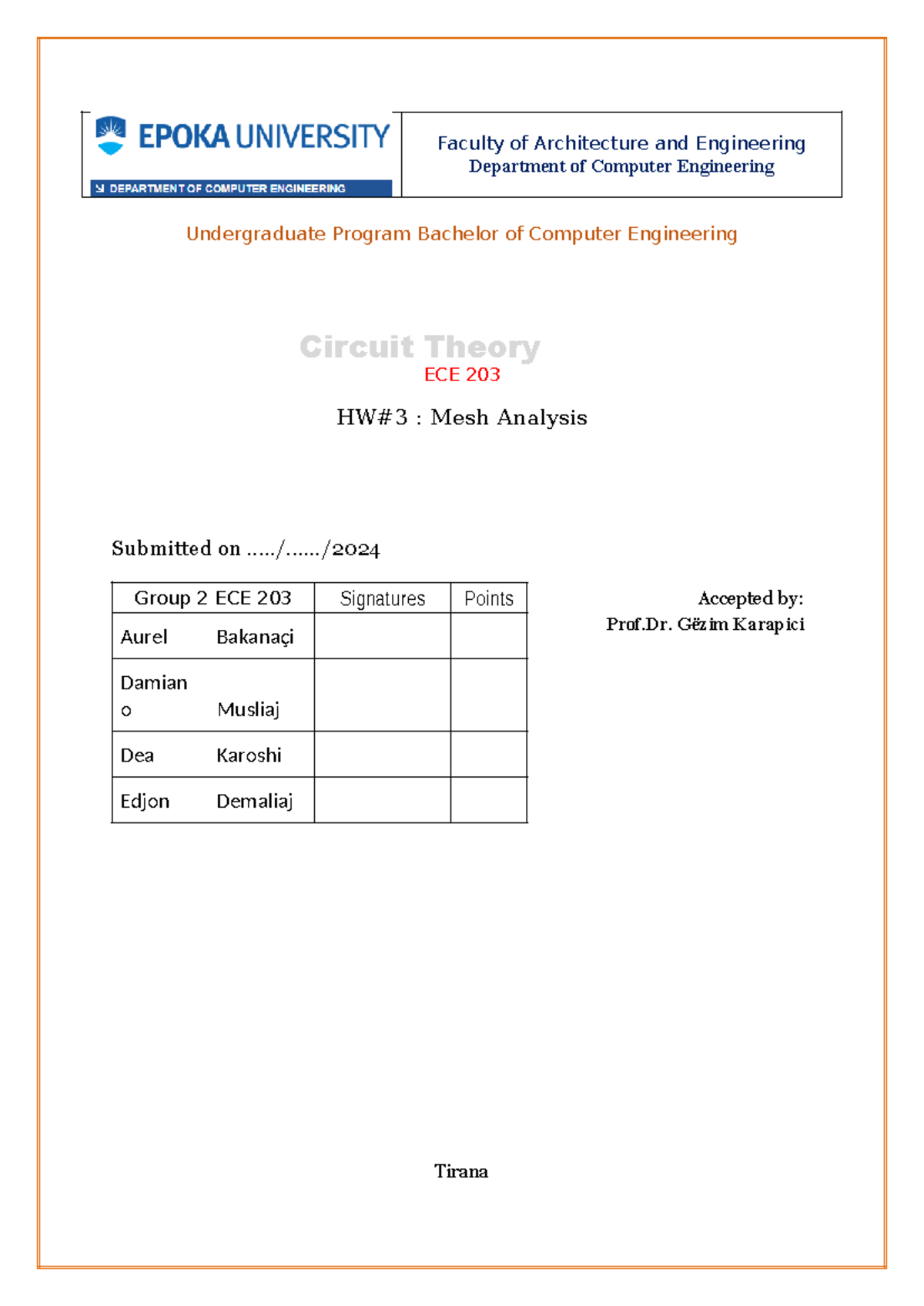 ECE 203-G2- HW3 Fall 2024 - Faculty of Architecture and Engineering Department of Computer - Studocu