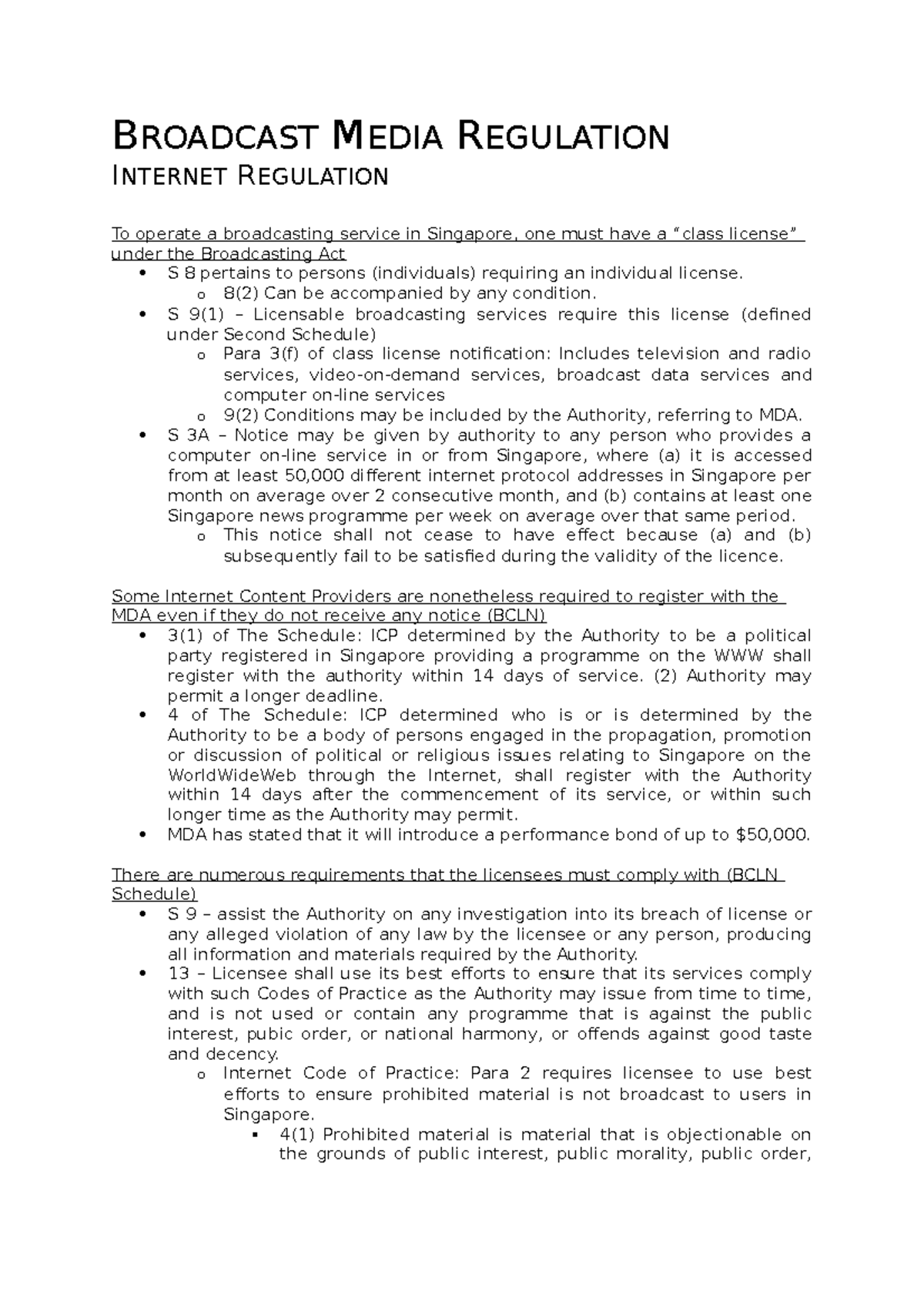 Broadcast Media Regulation - BROADCAST MEDIA REGULATION INTERNET ...
