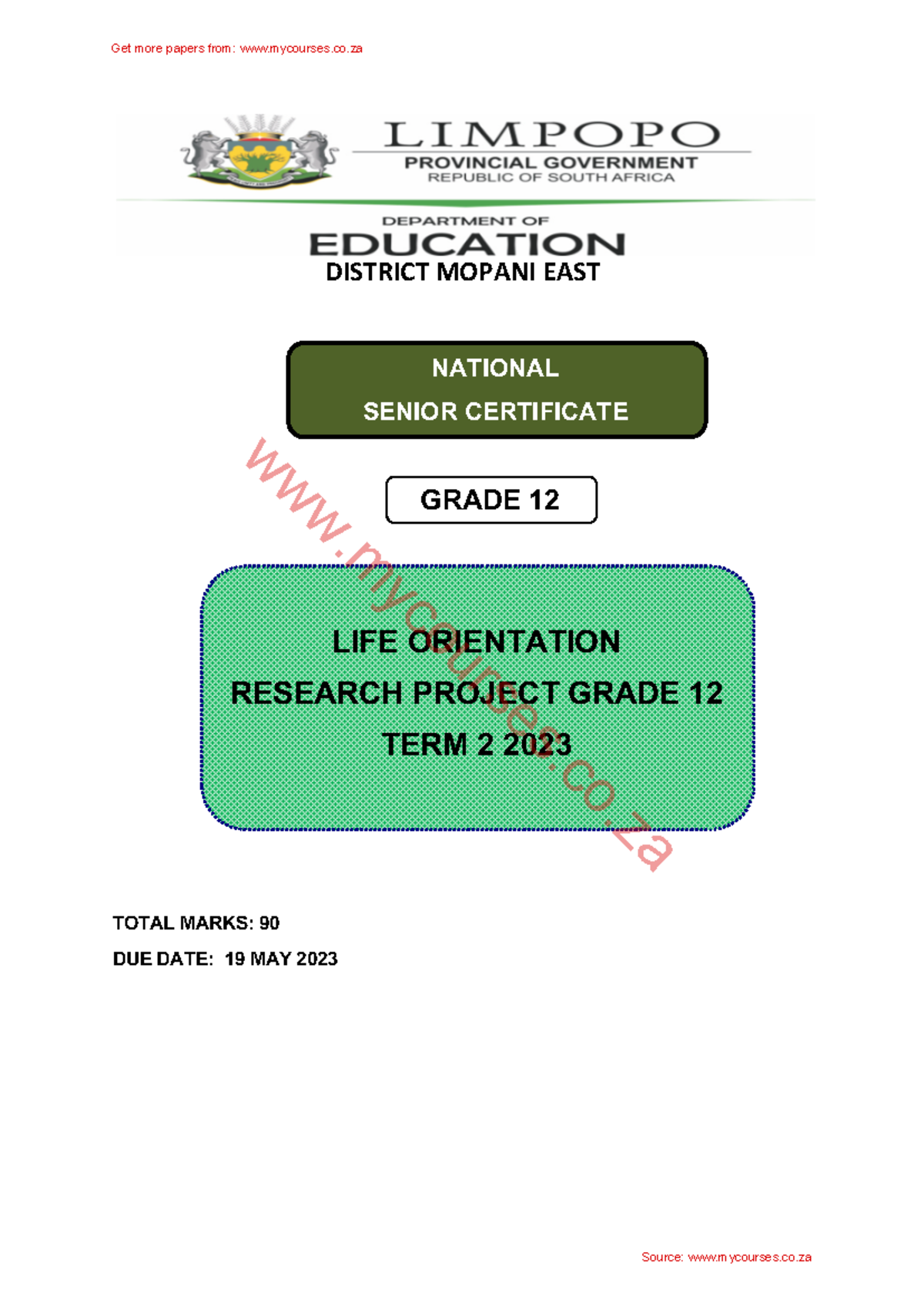 District- Project- Grade-12- Elmarie-TERM-2-2023 (1) - NATIONAL SENIOR ...