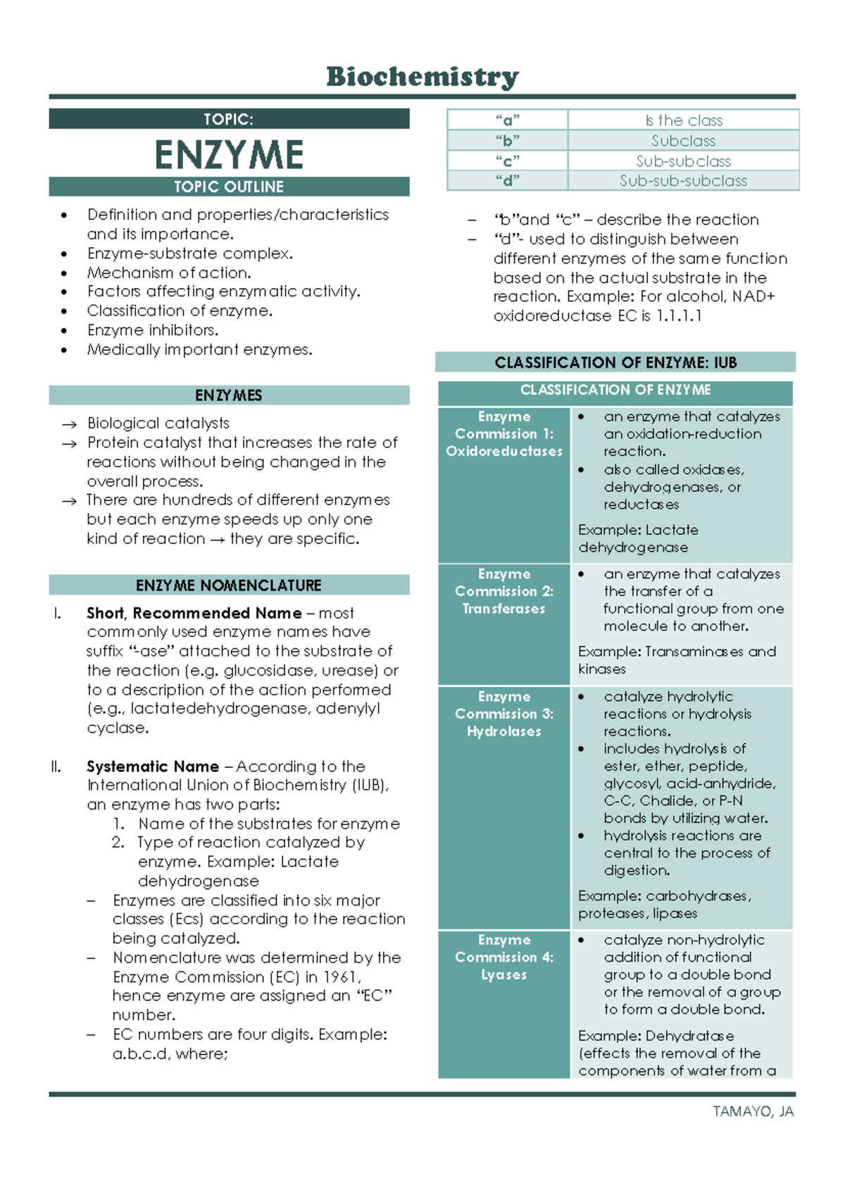 Biochemistry-Enzyme - Reference: Lippincott’s Illustrated Reviews ...