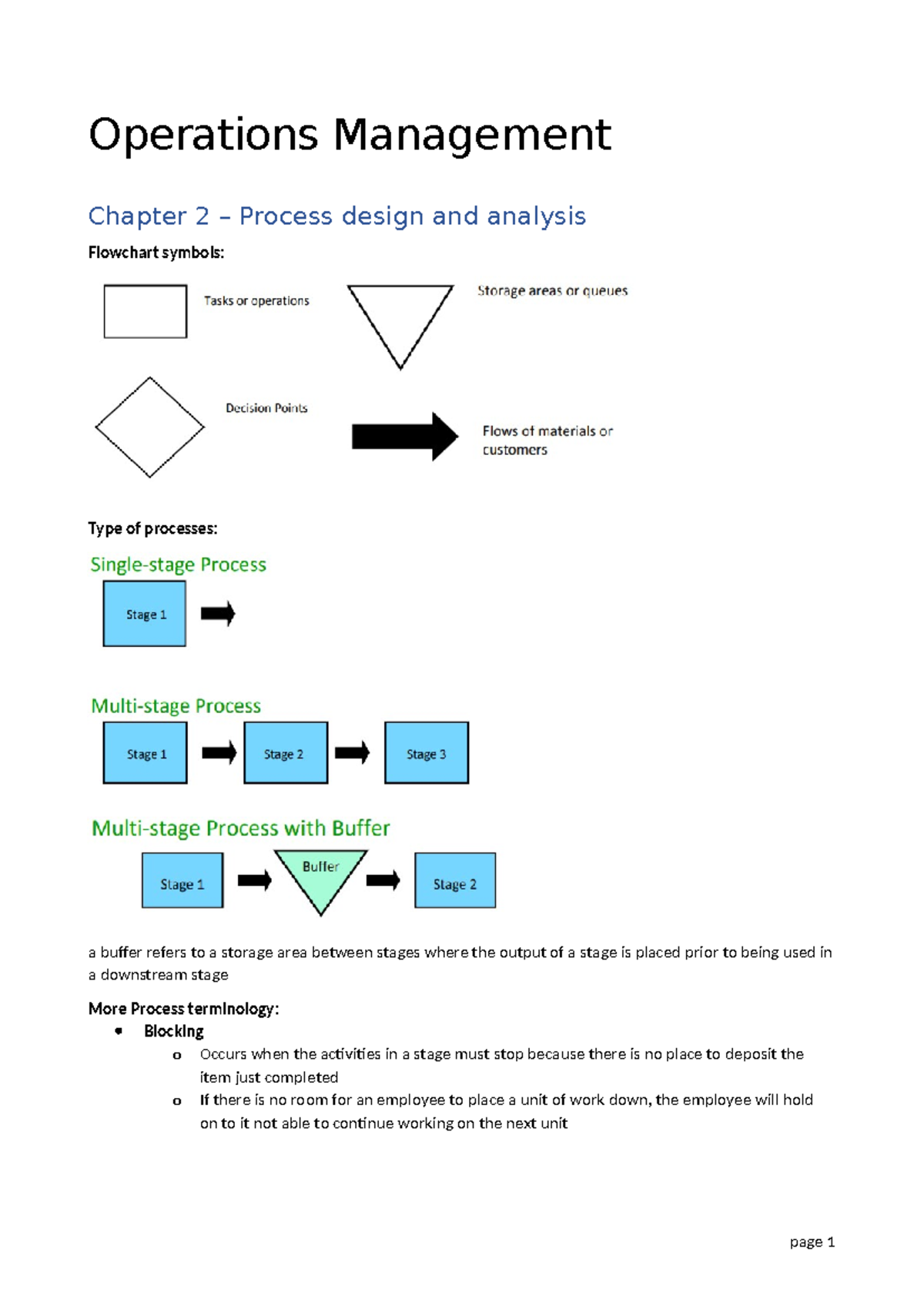 Operations Management - Operations Management Chapter 2 – Process ...