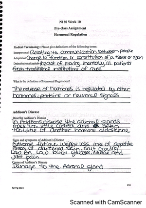 160 Week 6 - Week 6 Pre class assignment - NUR 160 - Studocu