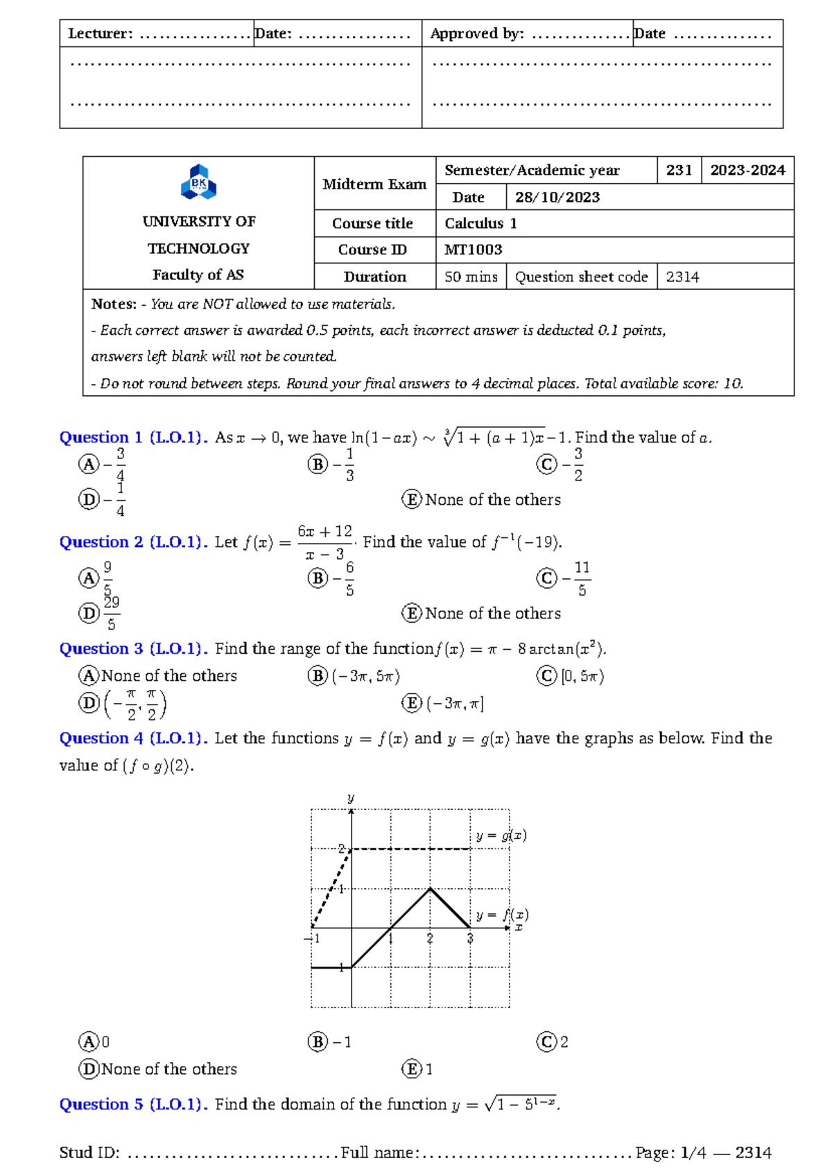 GK2314 - math - Lecturer:................. Date ...
