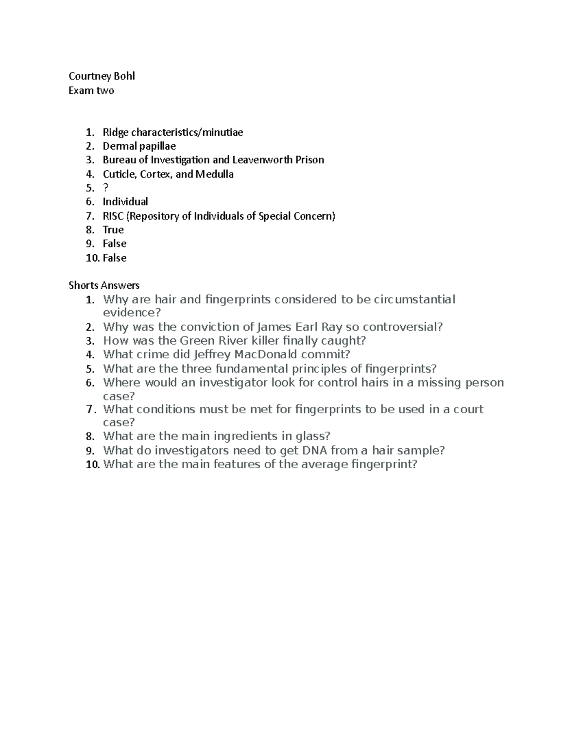 Exam two assignment - Courtney Bohl Exam two Ridge characteristics ...