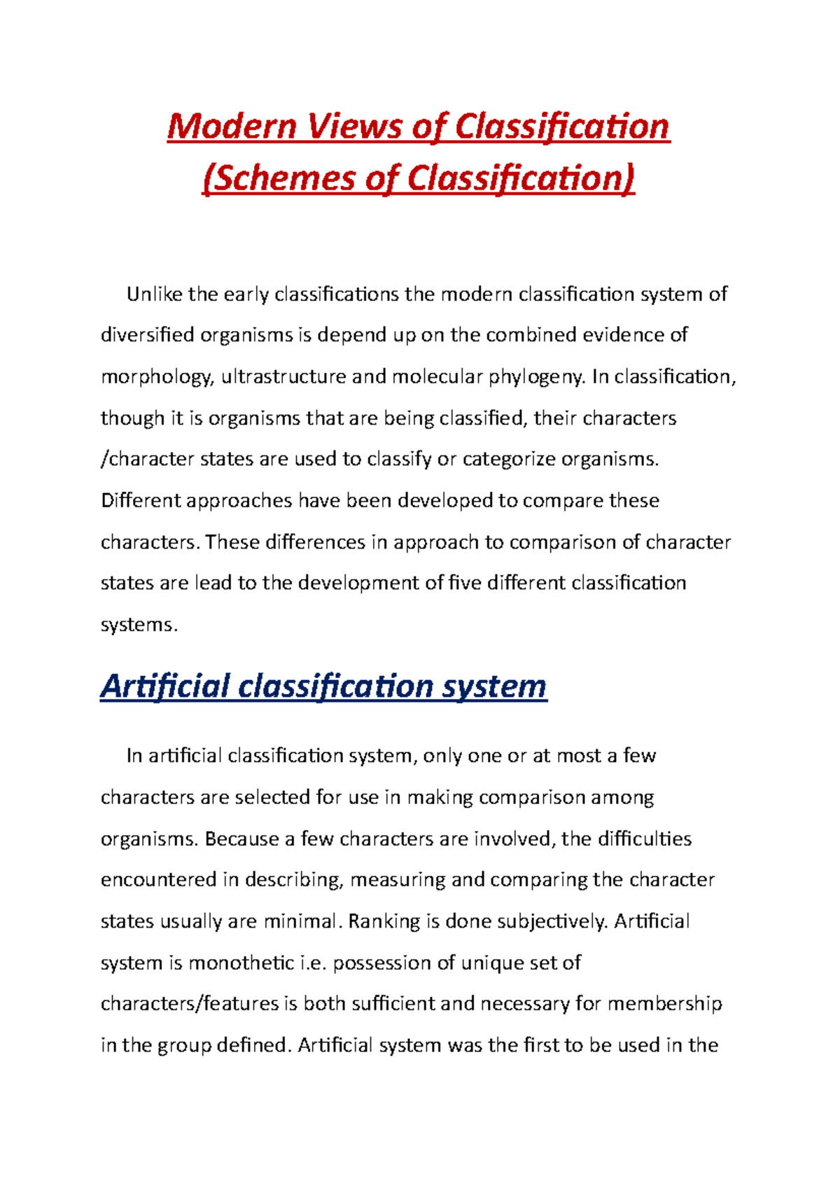 Modern Views of Classification (Schemes of Classification) - Modern ...